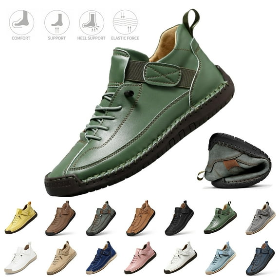 Havenx Mens Hand Stitching Leather Ankle Boots with Adjustable Elastic ...