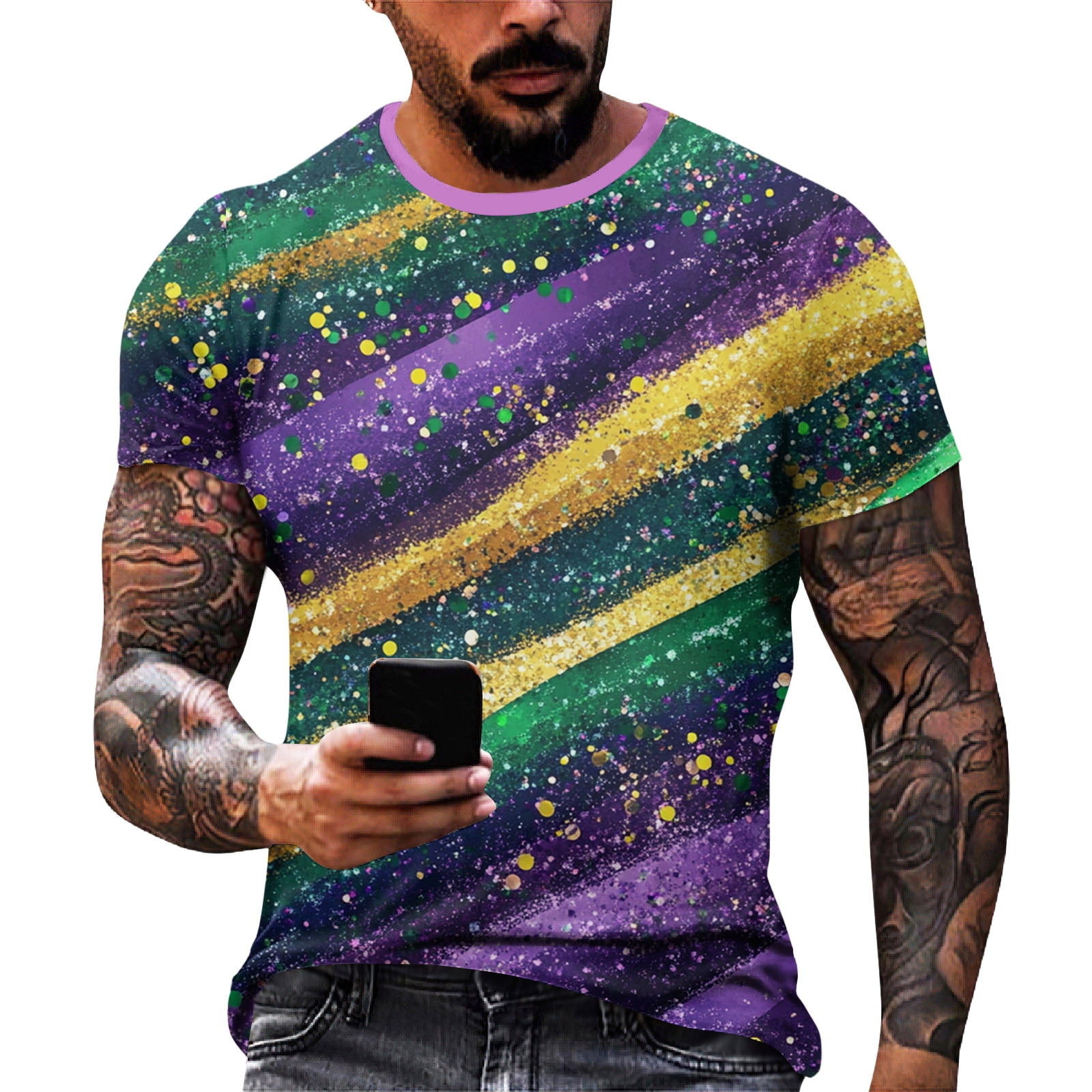 Havenx Mens Sweater Dress Round Neck Carnival Printed Sweaters Short ...