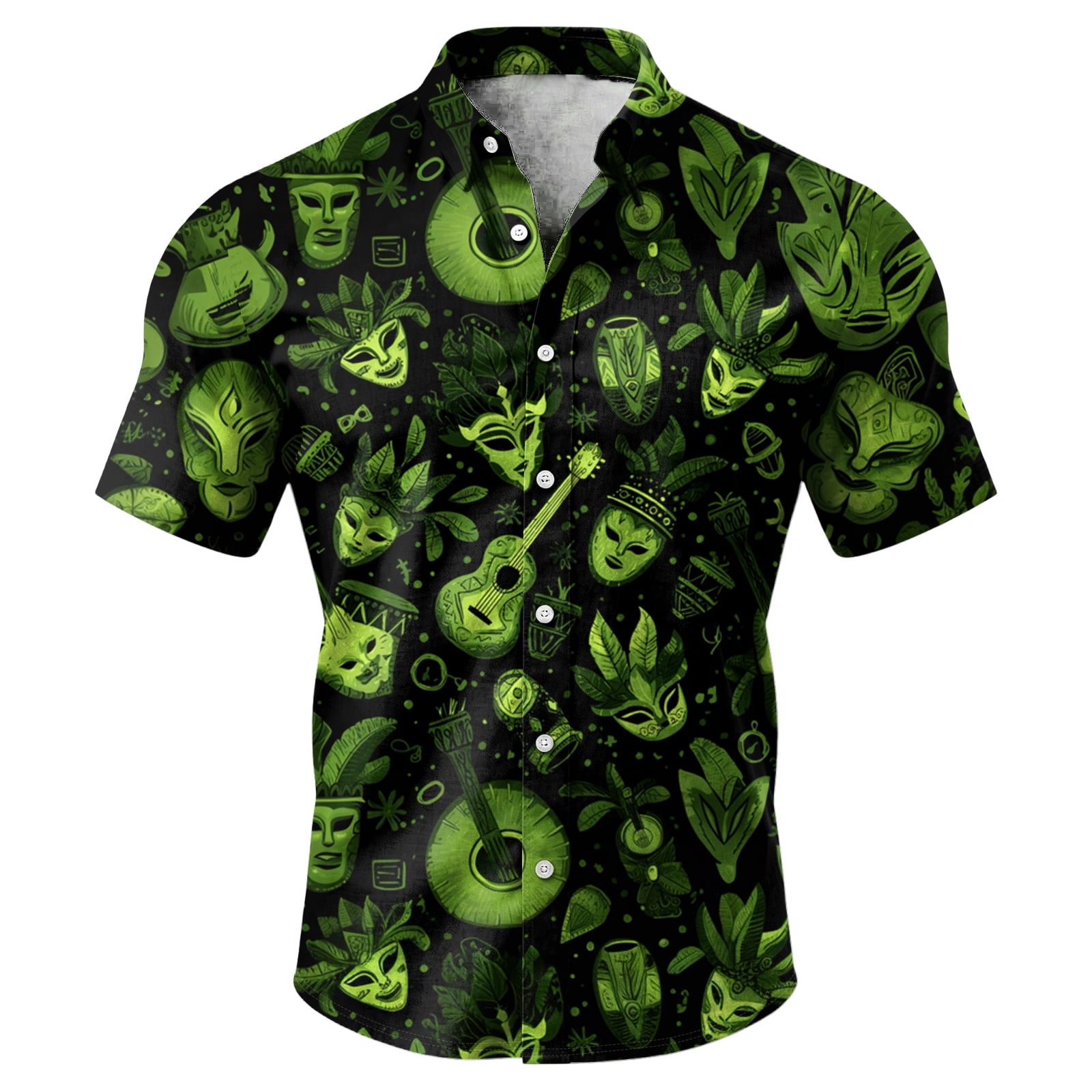 Havenx Neon Shirts for Men Carnival Mask Graphic Button Up Shirts ...
