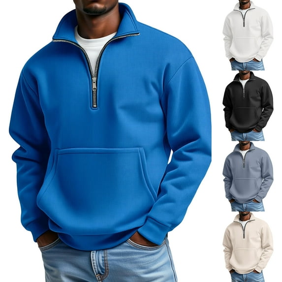 Havenx Quarter Zip Pullover for Mens Waffle Long Sleeve Sweaters with ...