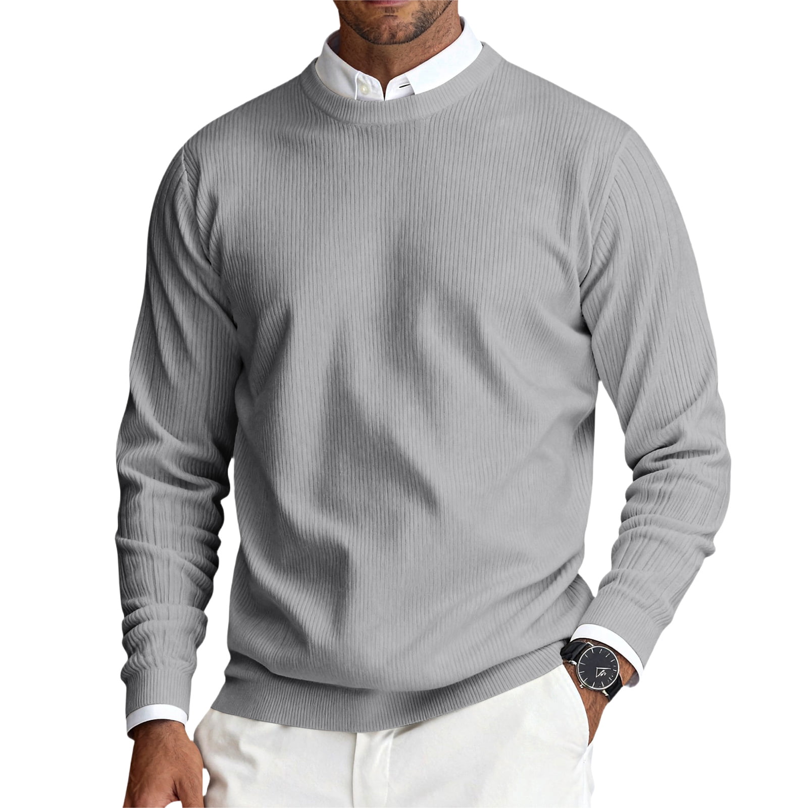 Havenx Sweaters for Men Crew Neck Long Sleeve Pullover Sweater Knit ...