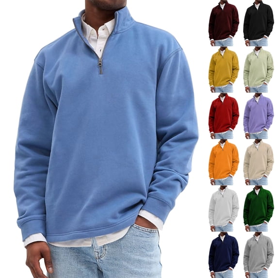 Havenx Sweatshirts for Men Quarter Zip Long-Sleeve Sweater Mock Neck ...