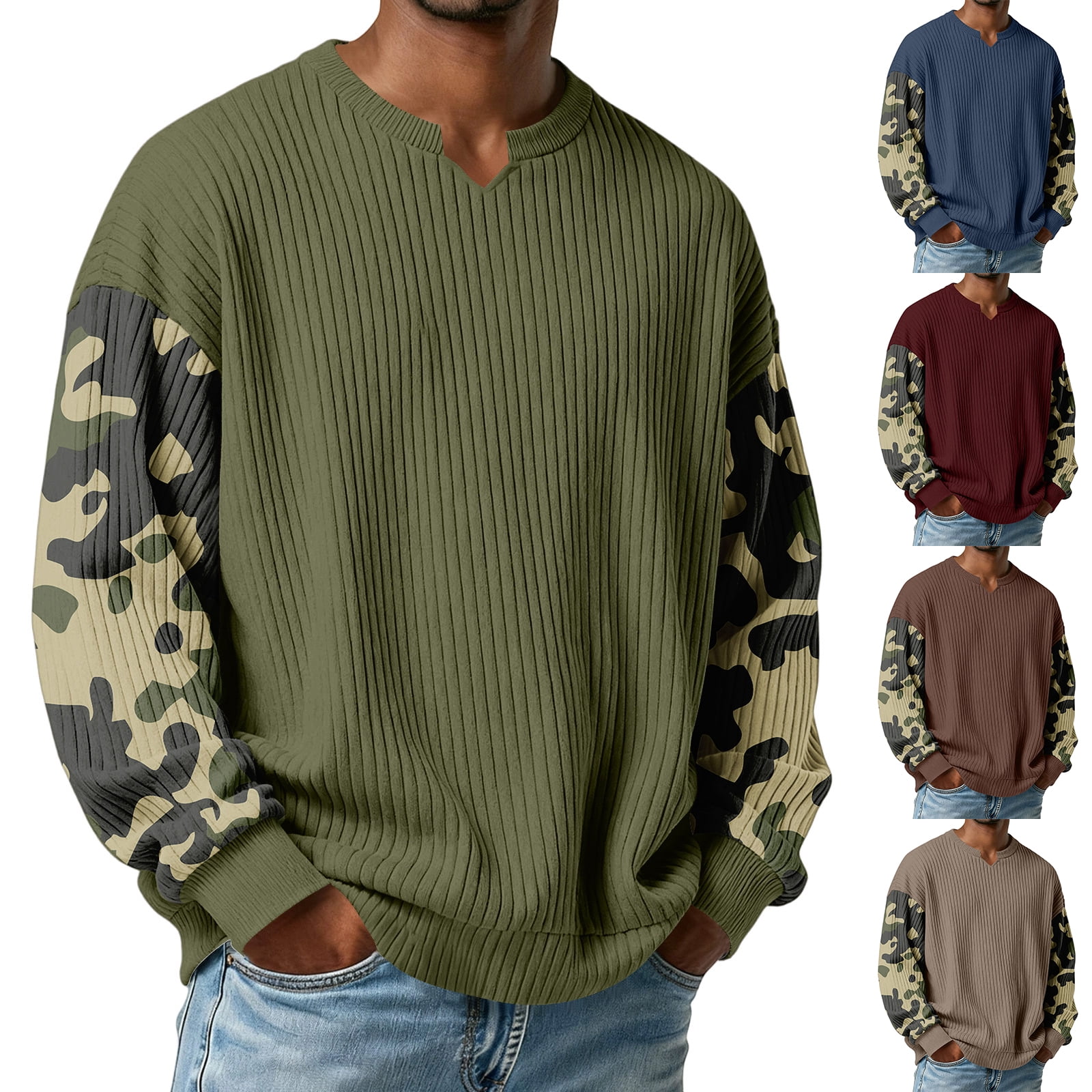 Havenx Thermal Long Sleeve Shirt for Men V-Neck Ribbed Knit Textured ...