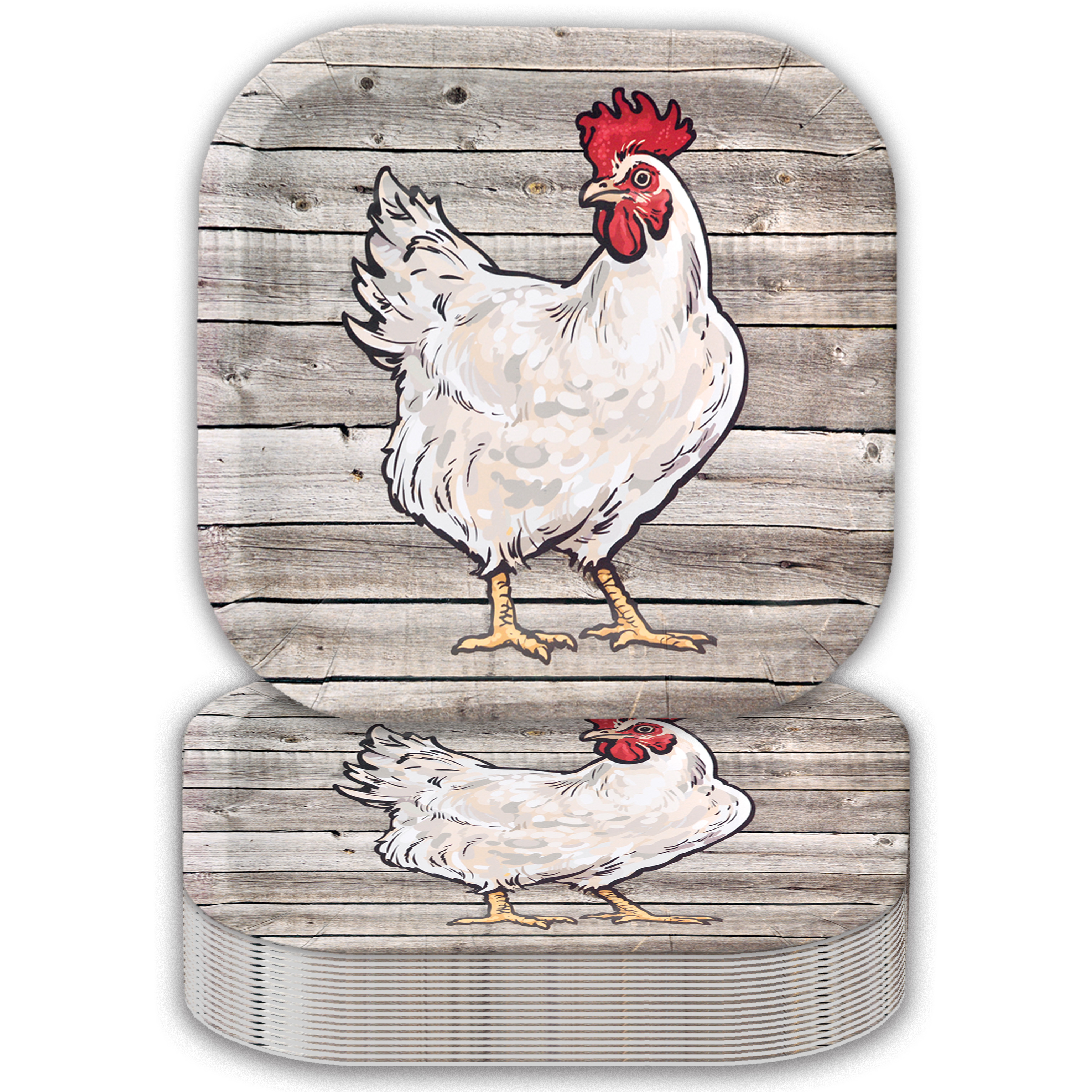 Havercamp Chicken 9” Plates on Barnwood (24 pcs.)! Authentic and Clucky ...
