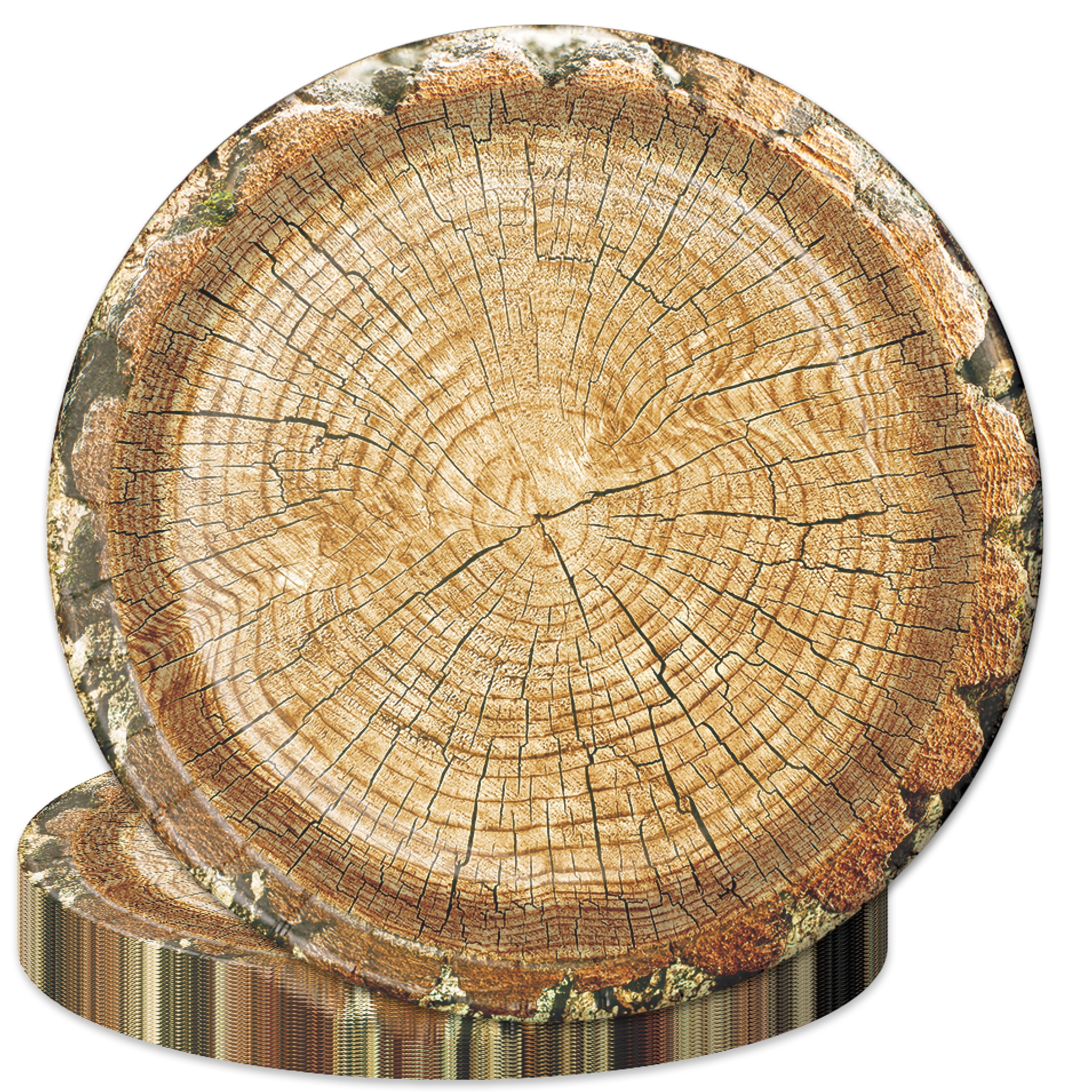 Havercamp Cut Timber 10" Party Plates (24 plates)! 24 Lg. Round Dinner ...