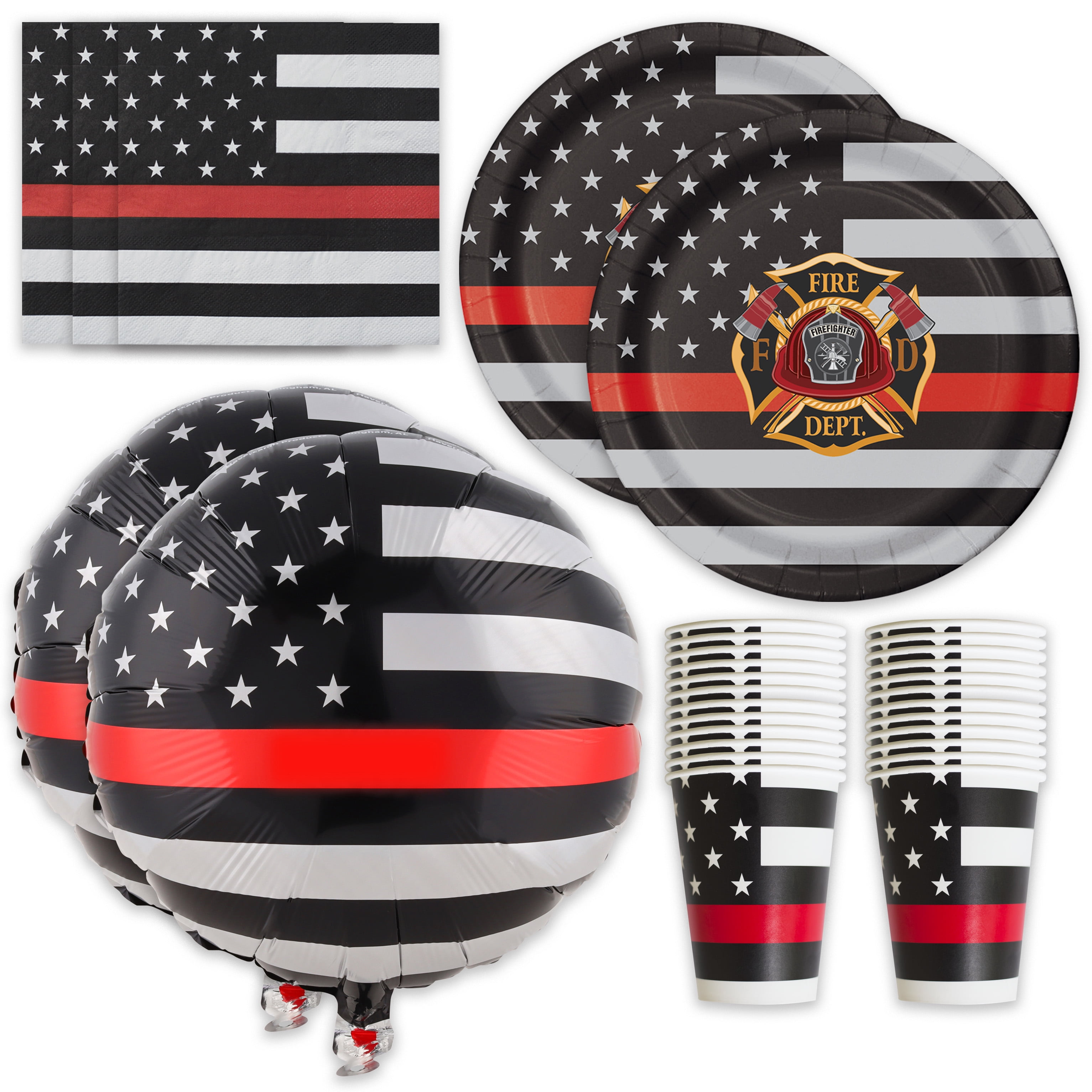 Havercamp Firefighter Themed Party Supplies for 16 Guests, Plates ...