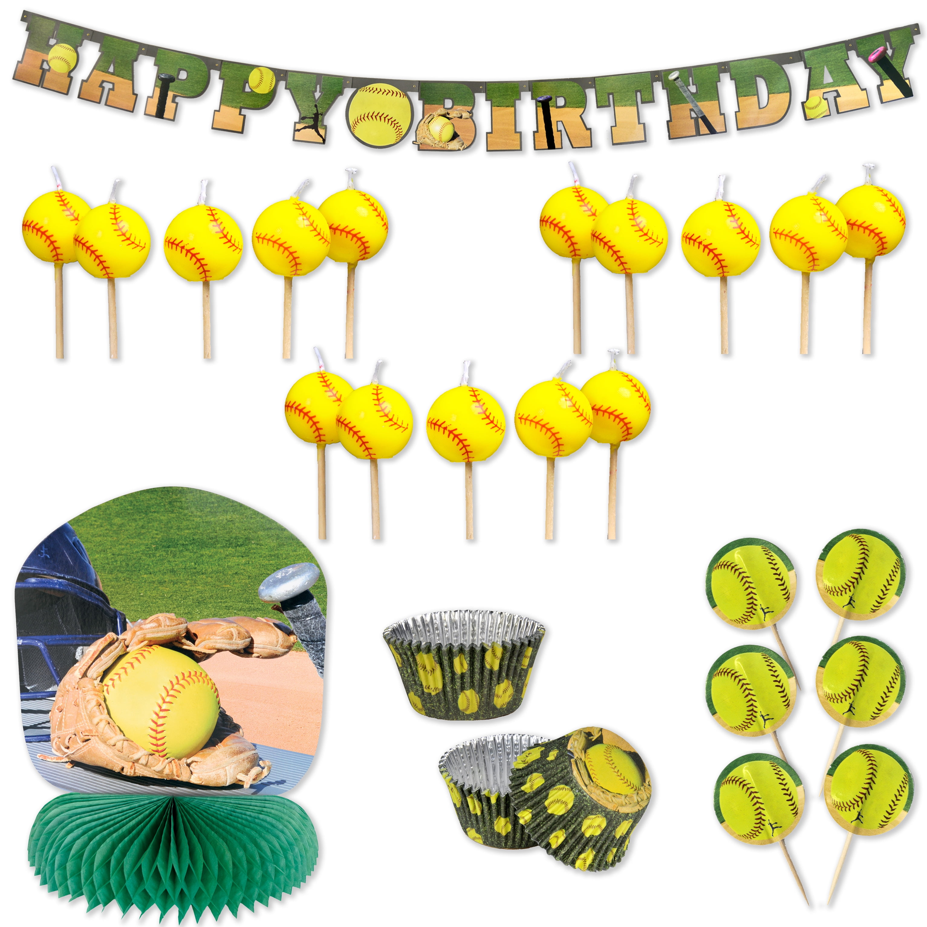 Havercamp Softball BIRTHDAY Decor Kit includes Big Banner, Big ...