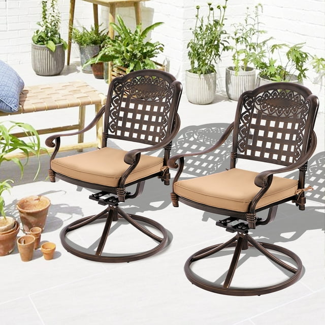 Haverchair 2 Piece Outdoor Bistro Dining Chair Set Cast Aluminum Dining ...