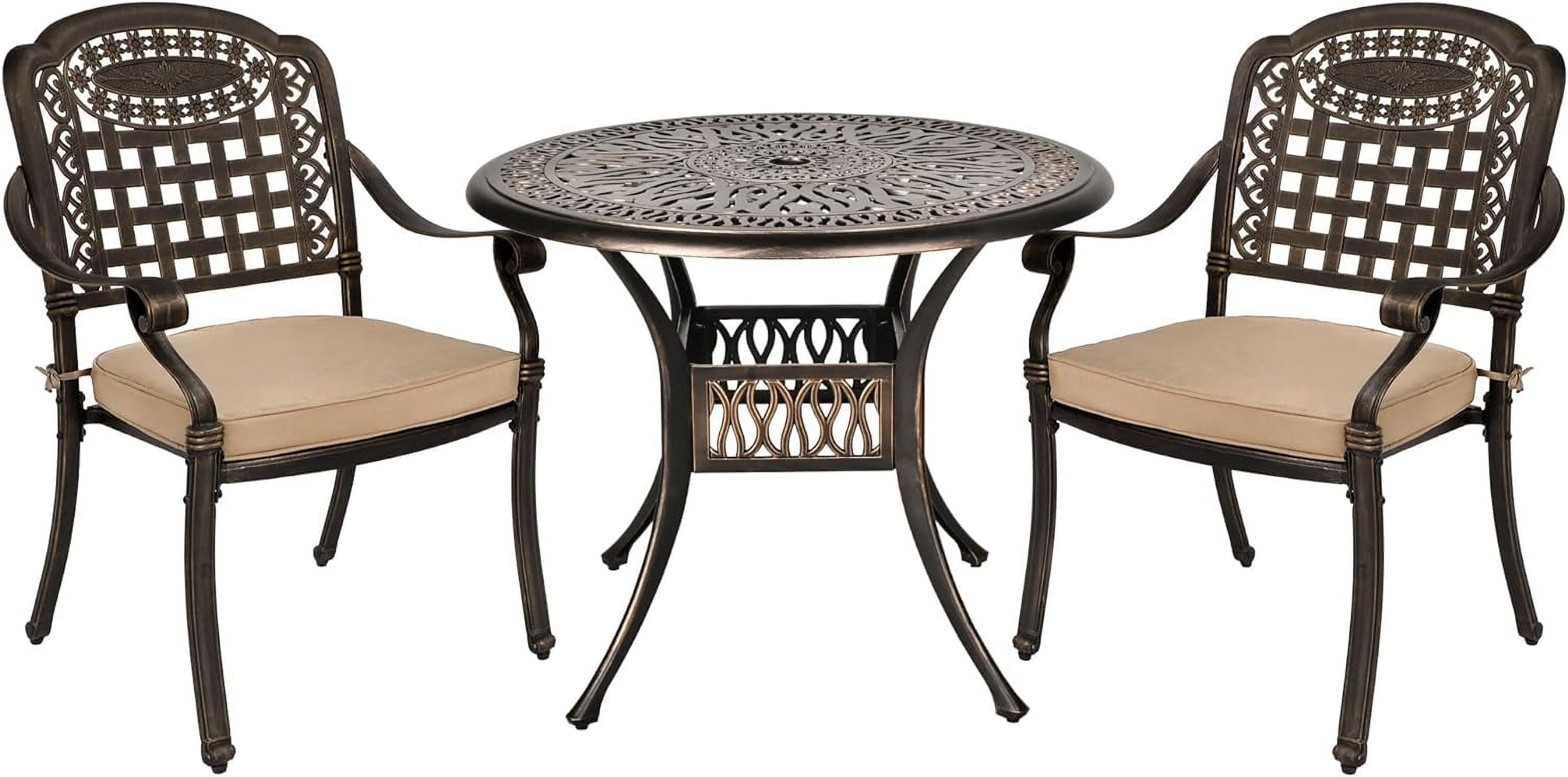 Haverchair 3 Piece Bistro Set Outdoor Cast Aluminum Patio Dining Set ...