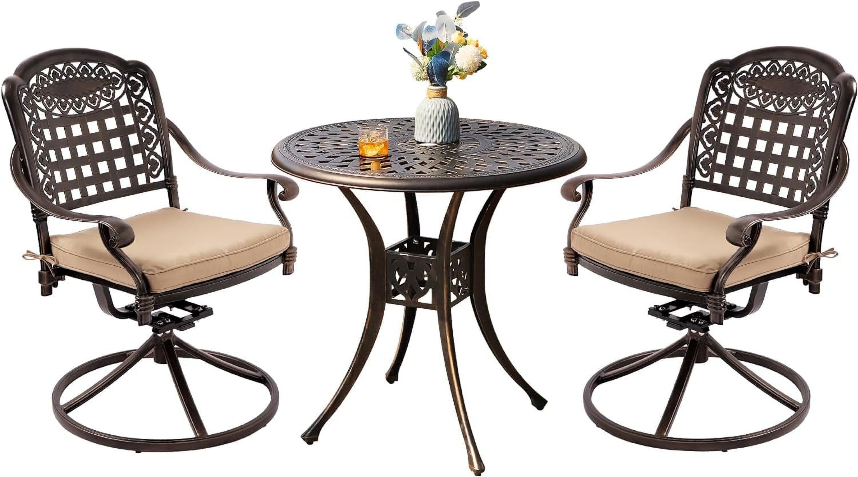 Haverchair 3 Piece Cast Aluminum Patio Bistro Set for Outside Deck ...