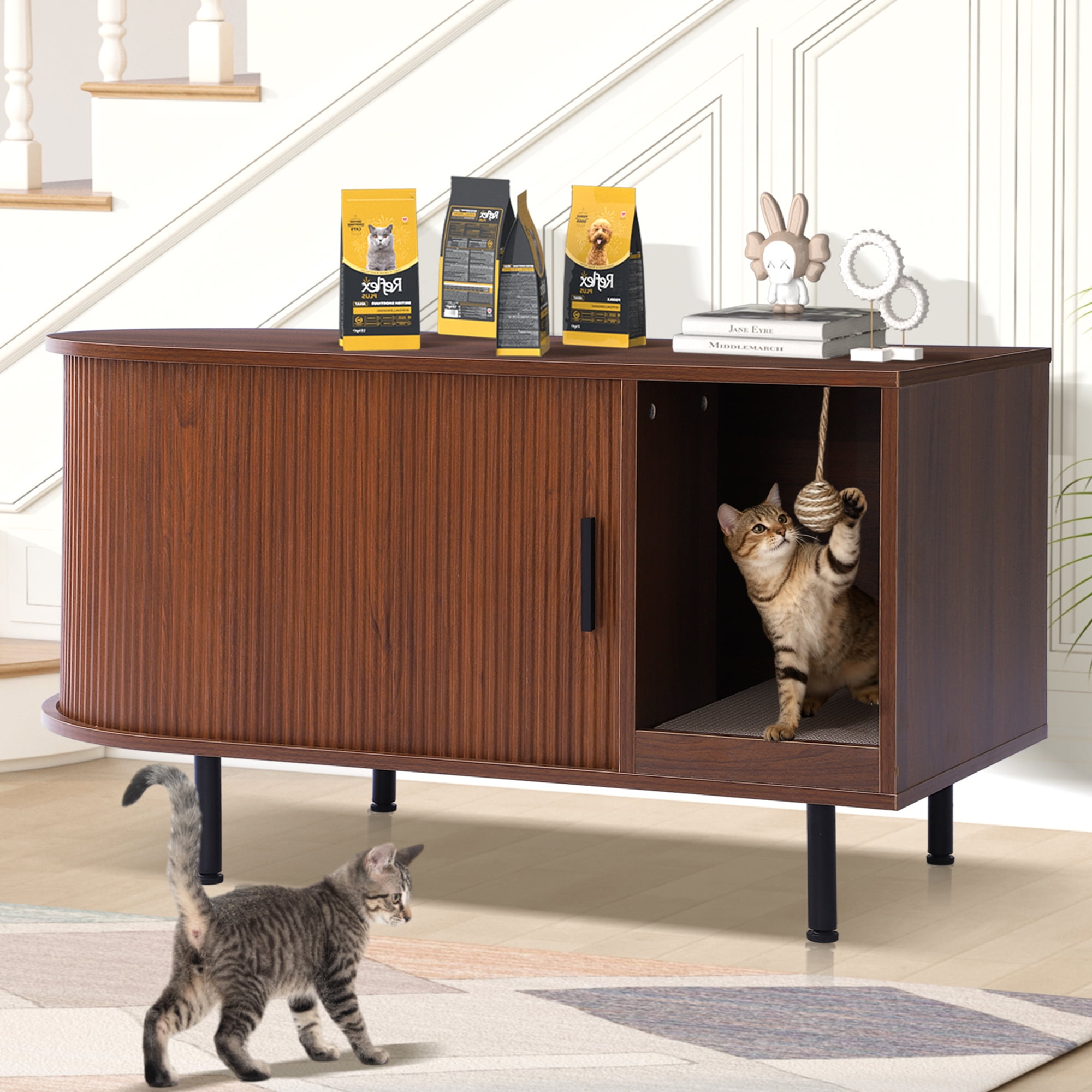 Haverchair 37.4" Cat Litter Box Enclosure with Sliding Door, Modern ...