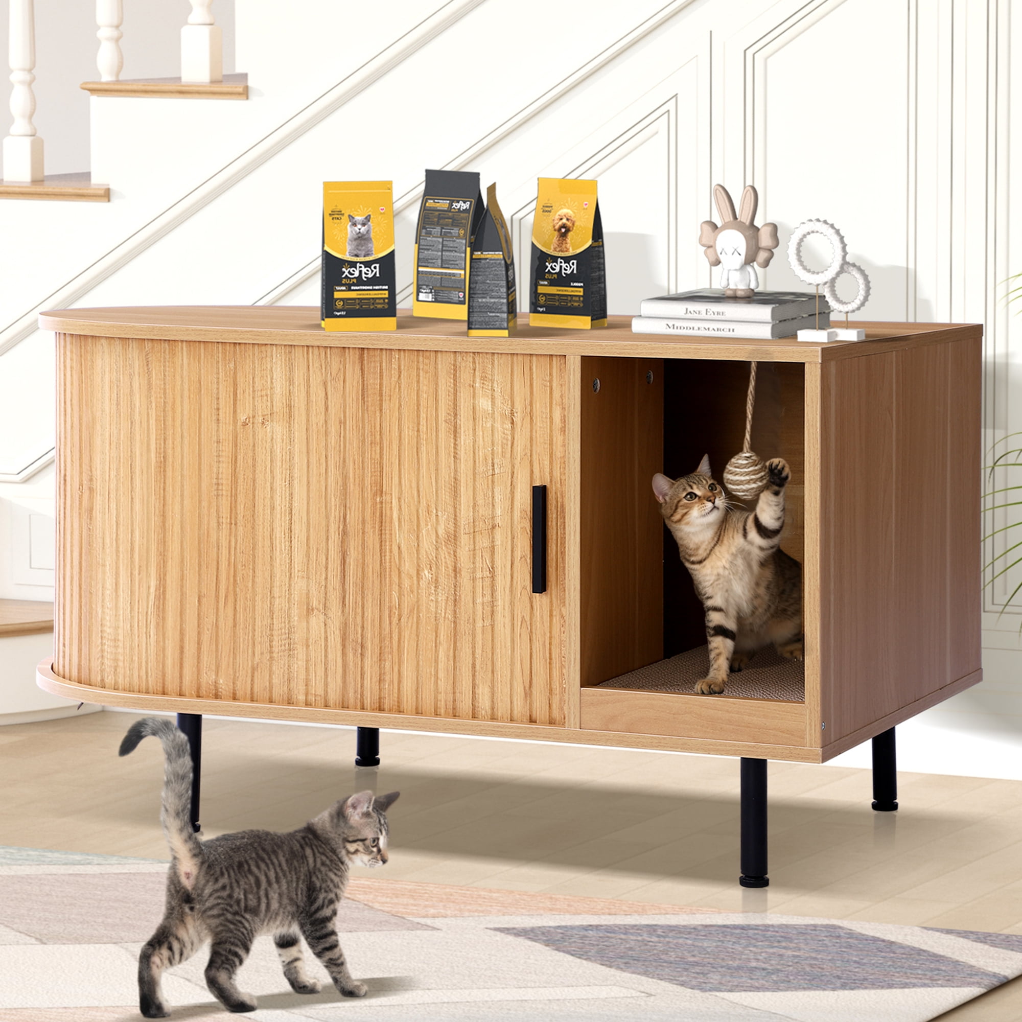 Haverchair 37.4" Cat Litter Box Enclosure with Sliding Door, Modern ...