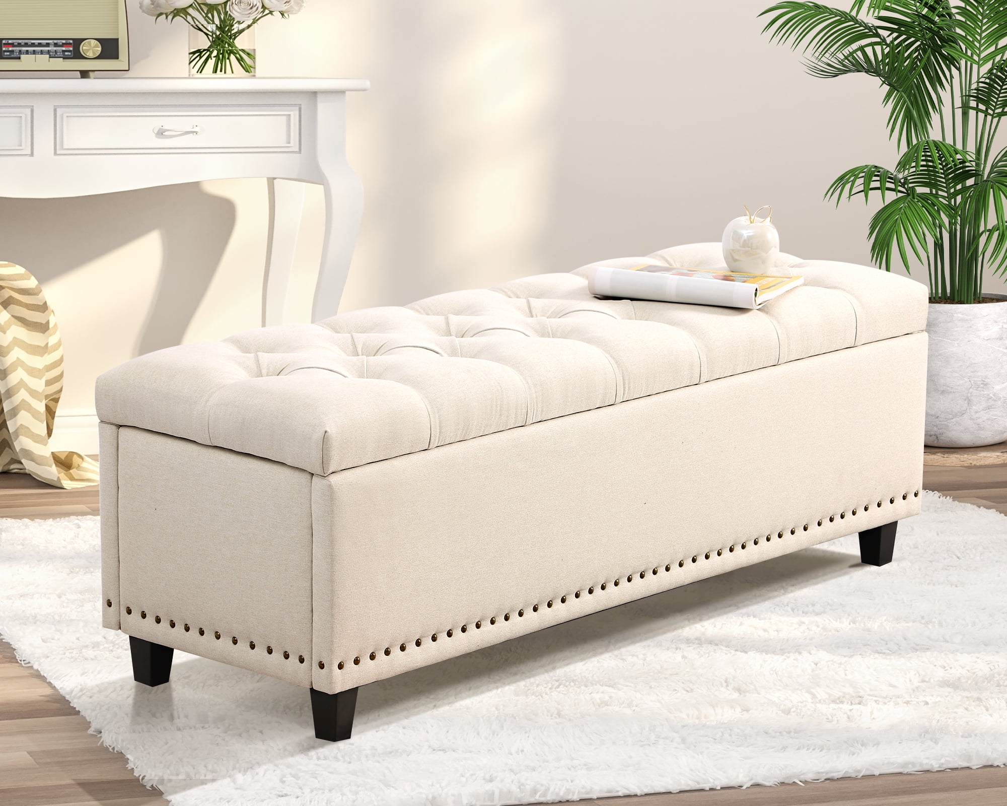 Haverchair 51" Ottoman Storage Benches, 30 Gallons End of Bed Storage ...