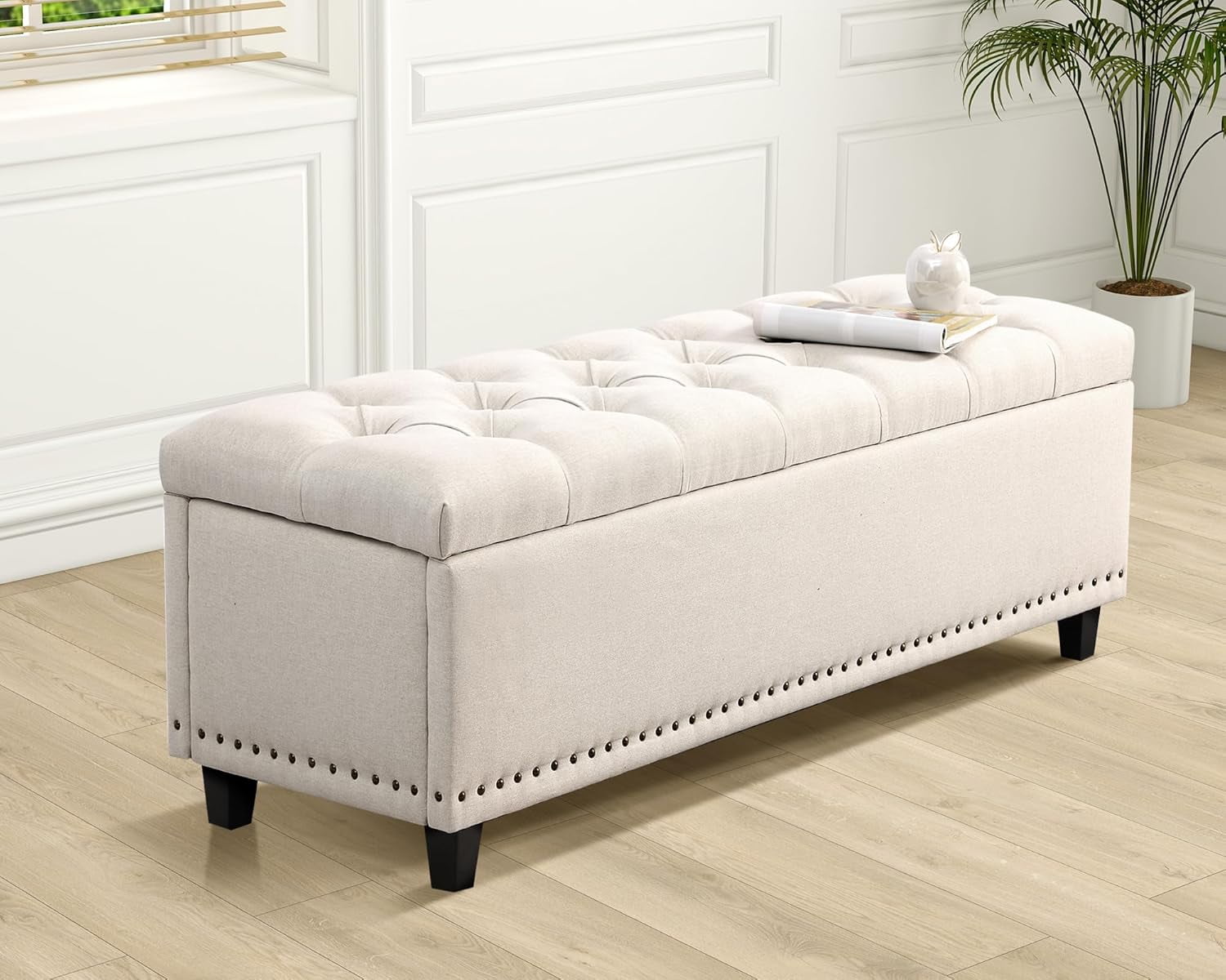 Haverchair 51" Ottoman Storage Benches, 30 Gallons End of Bed Storage ...