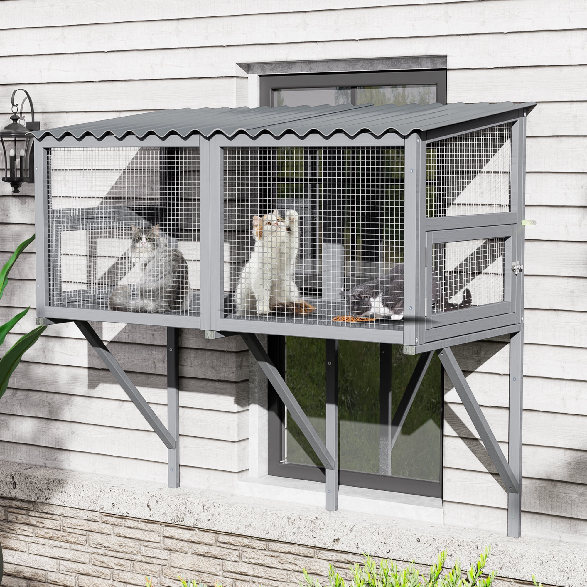 Haverchair Catio Cat Window Perch Outdoor, 360° Catio Cat Enclosure ...