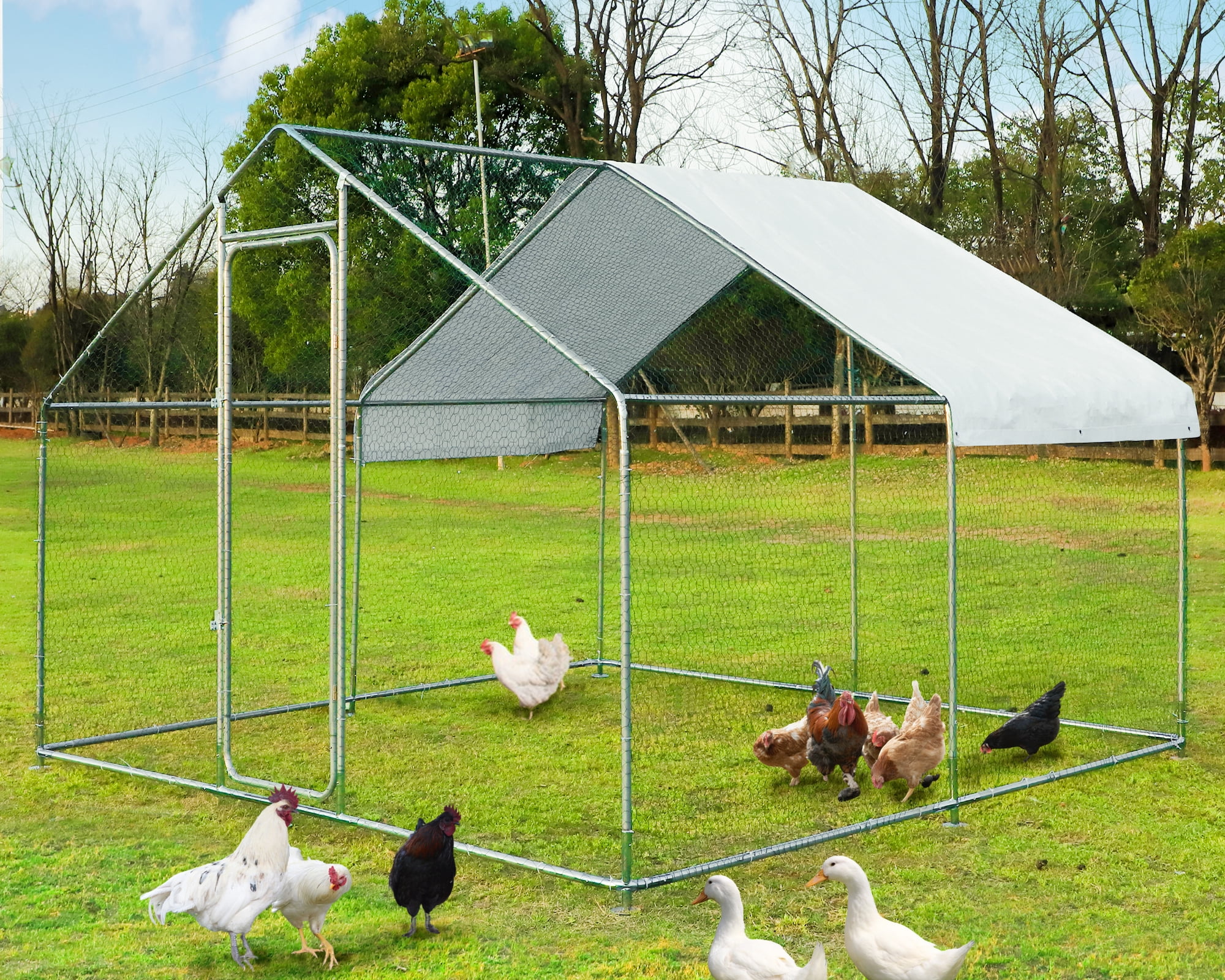 Haverchair Large Chicken Coop Walk-in Outdoor Chicken Run Metal Chicken ...