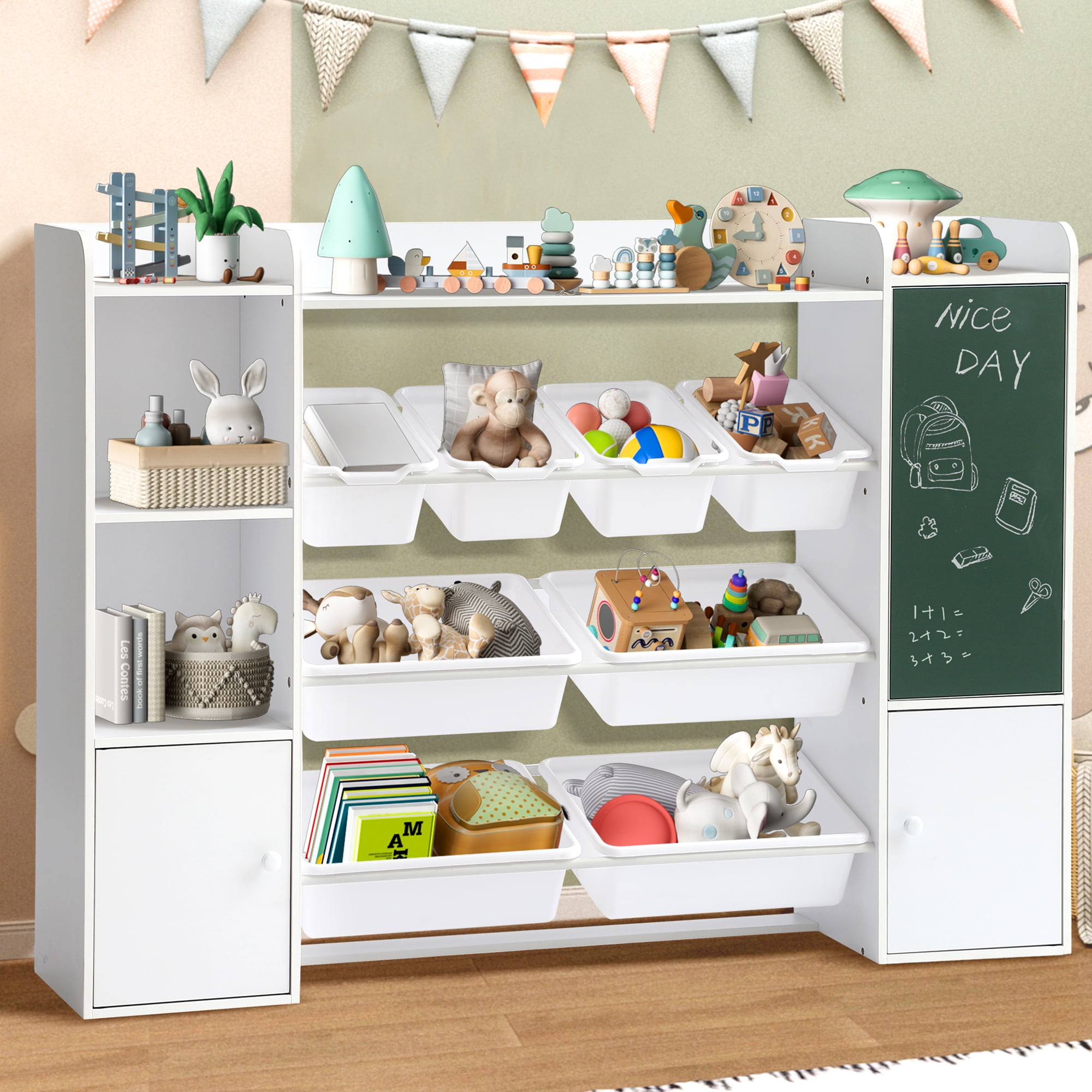 Haverchair Large Kids Toy Storage Organizer with 8 Removable Toy Bins ...