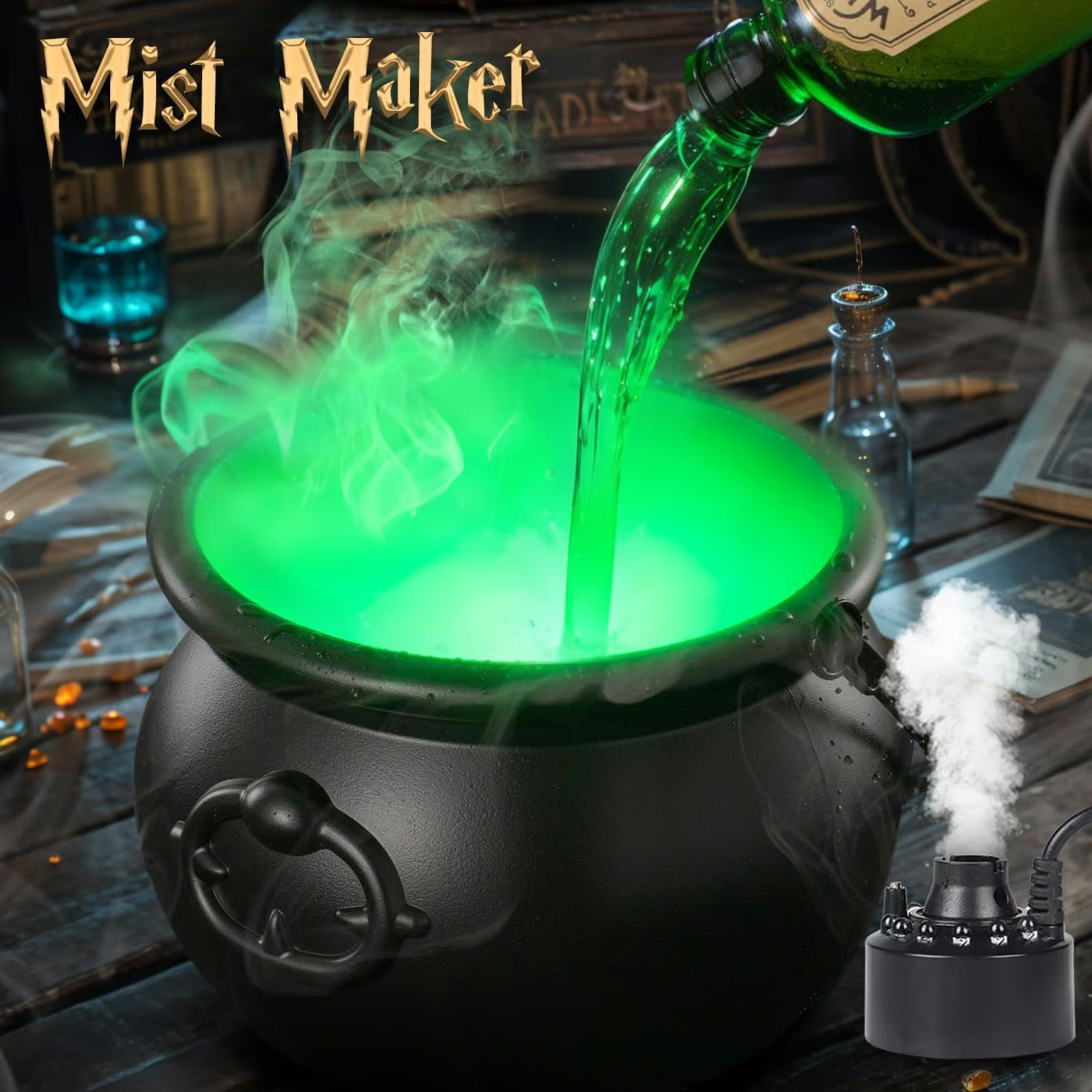 Havghivg 9.8" Hocus Pocus Floating Potion Decor Set: Glowing Cauldron ...