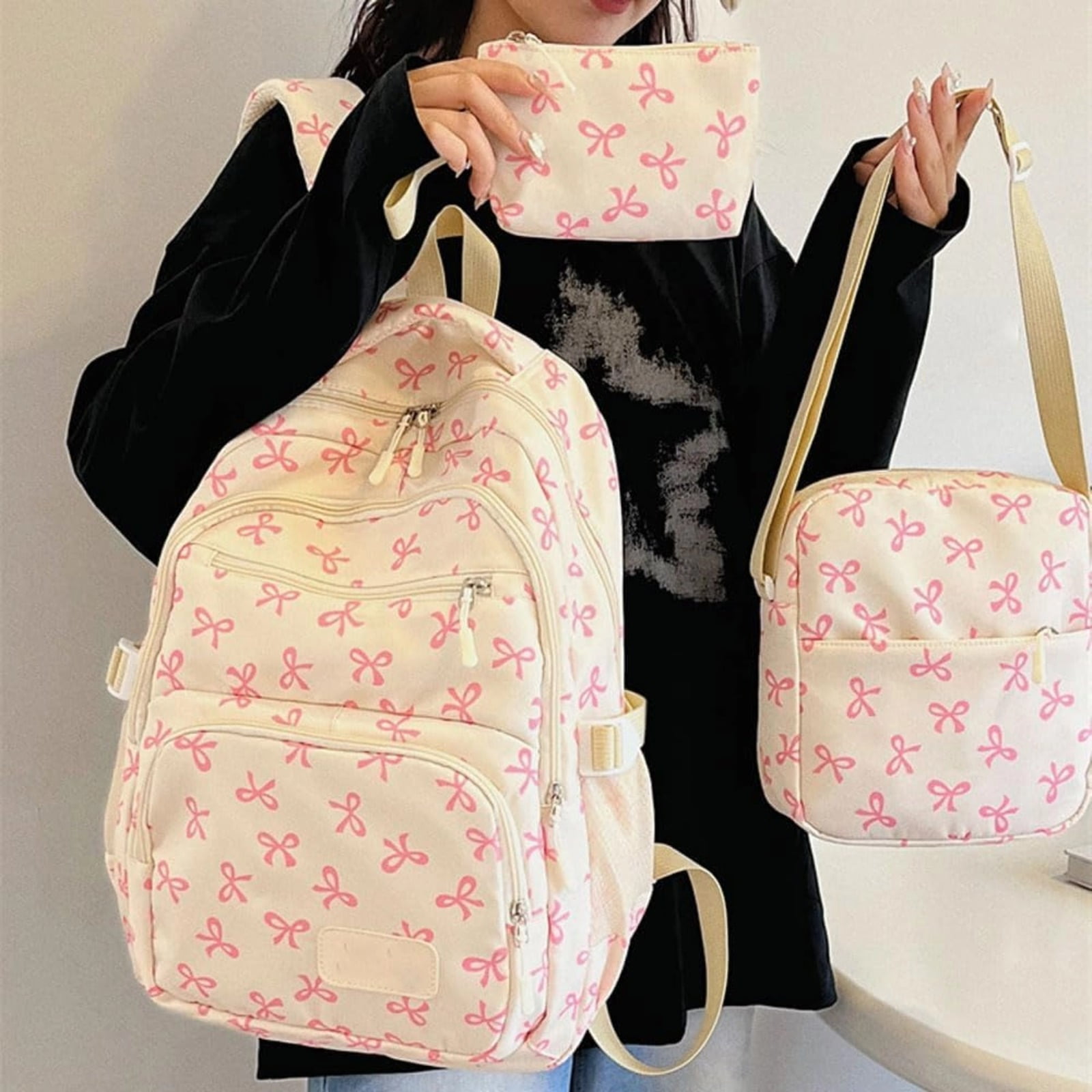 Havghivg Backpacks for Teen, Coquette 3pcs Large Capacity Backpack ...