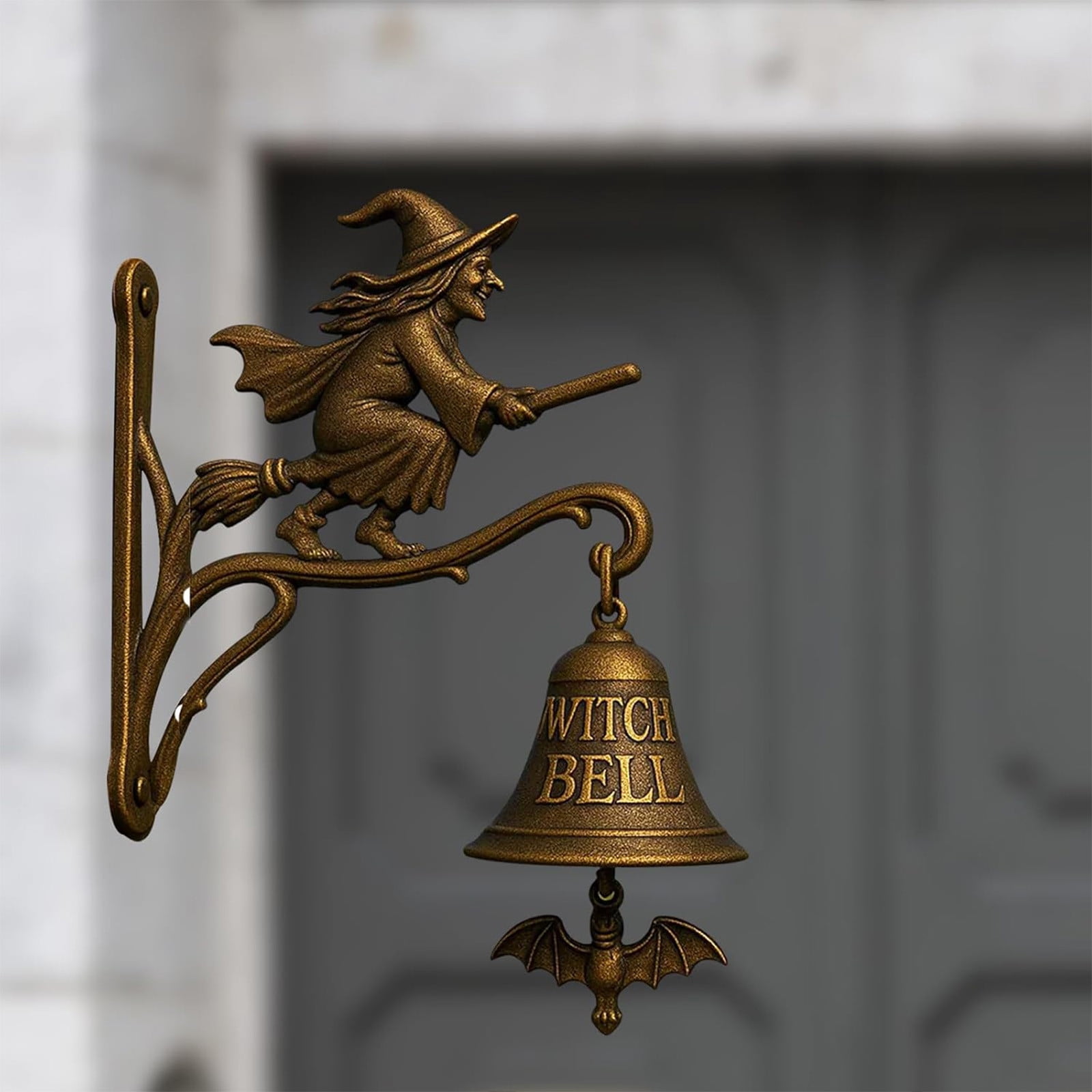 Havghivg Double-Duty Witch Bell - Halloween Door Alert + Vintage Wall ...