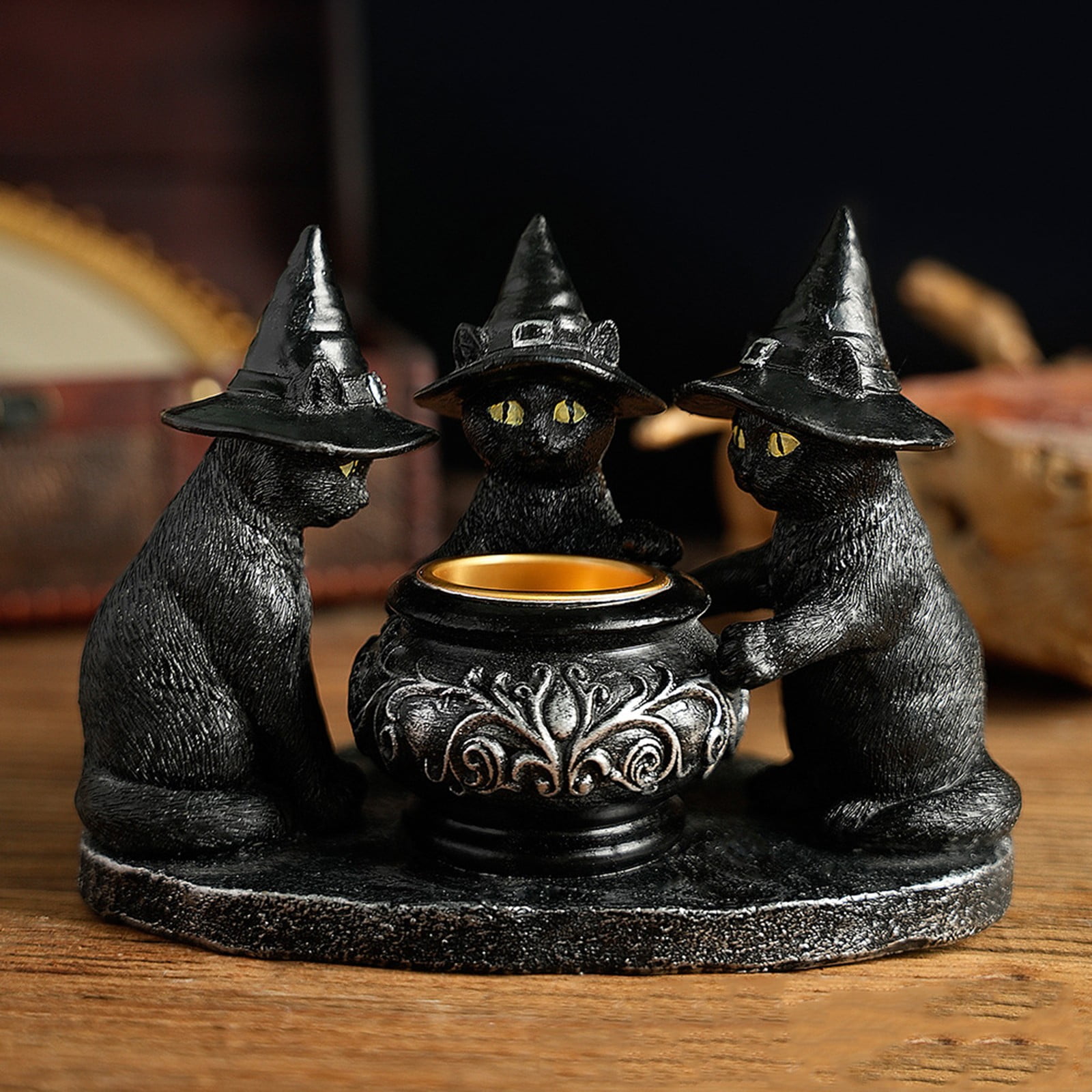 Havghivg Halloween Decoration Indoor: Enchanted Witch Cat Cauldron ...