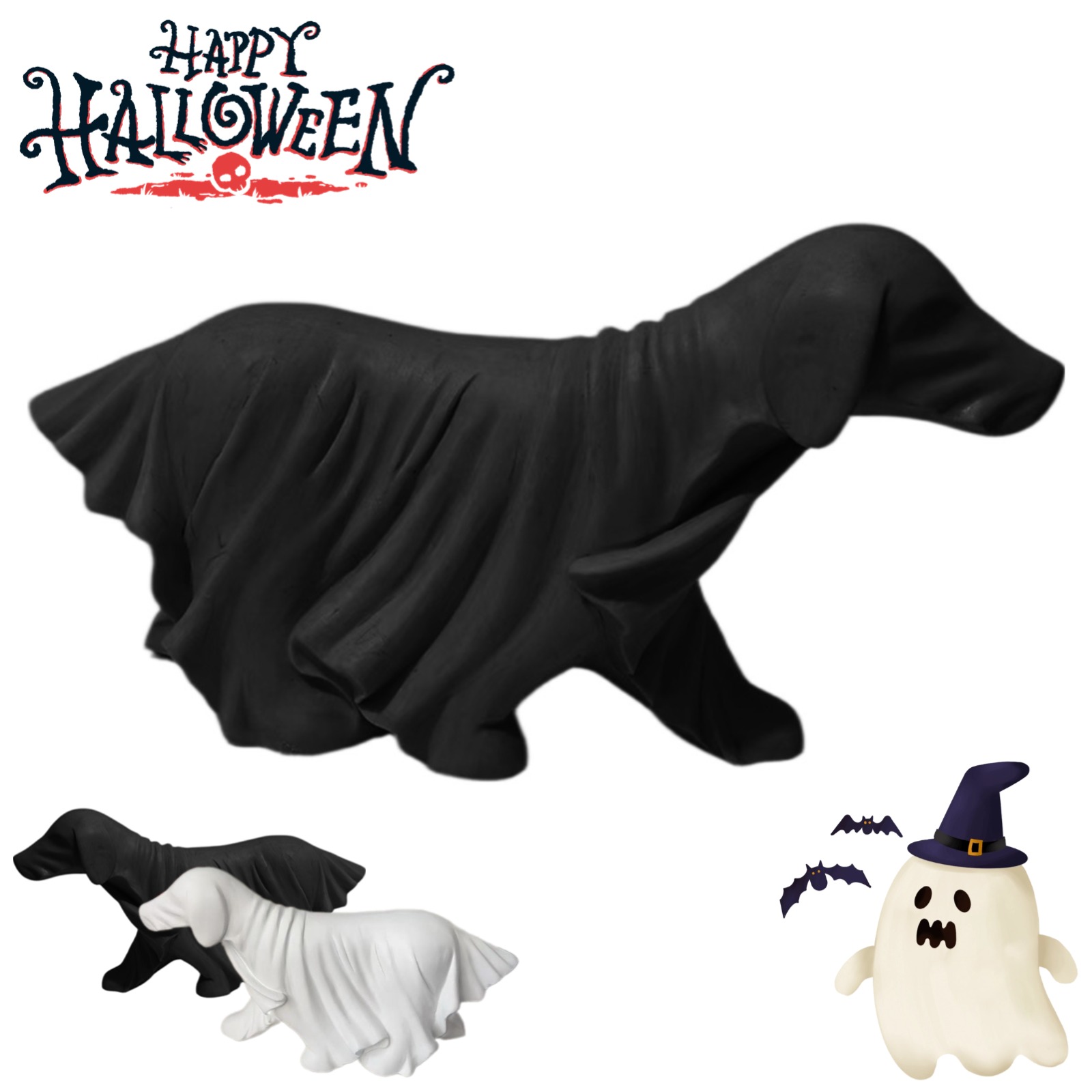 Havghivg Halloween Dog Ghost Figurine for Desktop, 2025 Halloween Resin ...