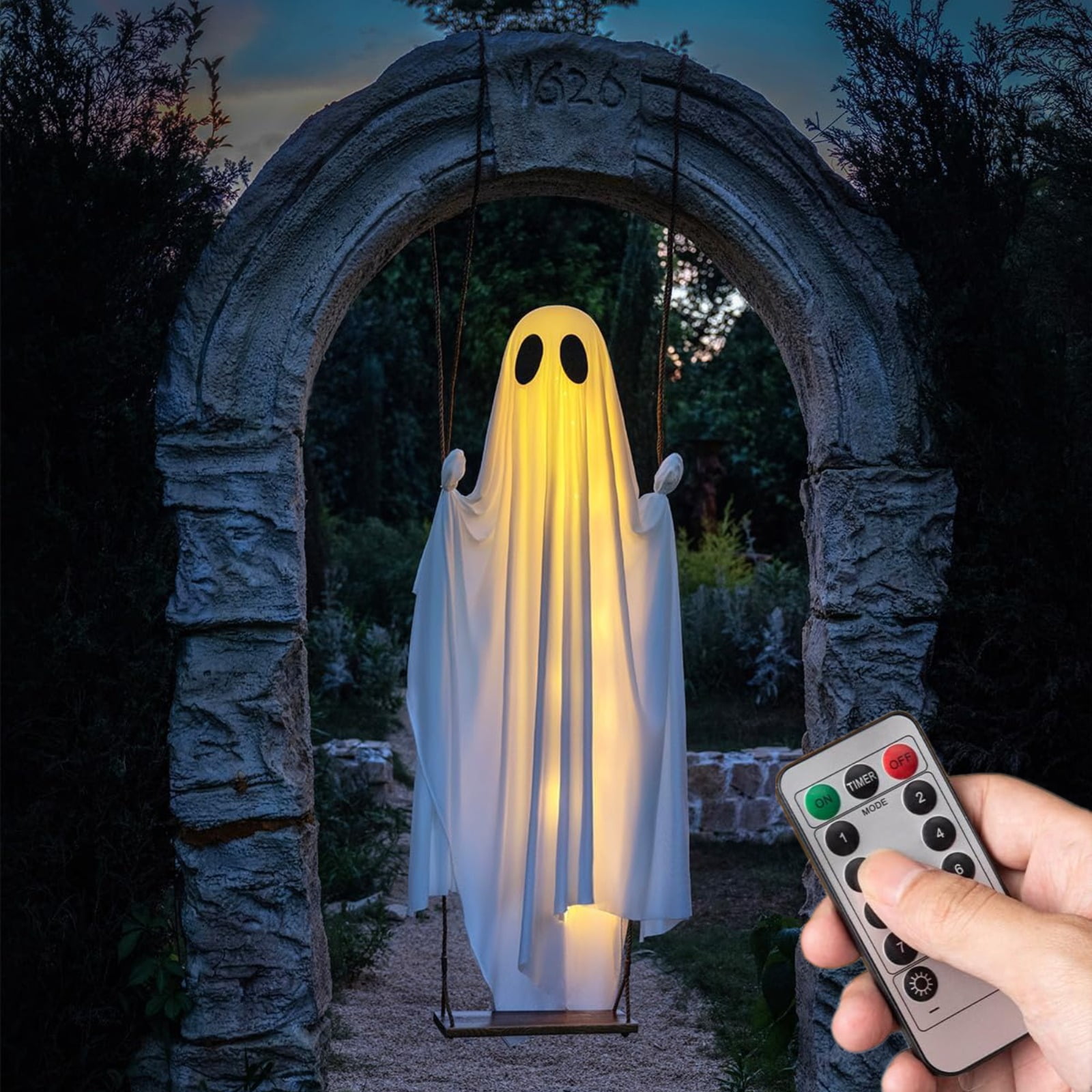 Havghivg Halloween Front Yard Decor - 5 FT Large Hanging Swing Ghost ...