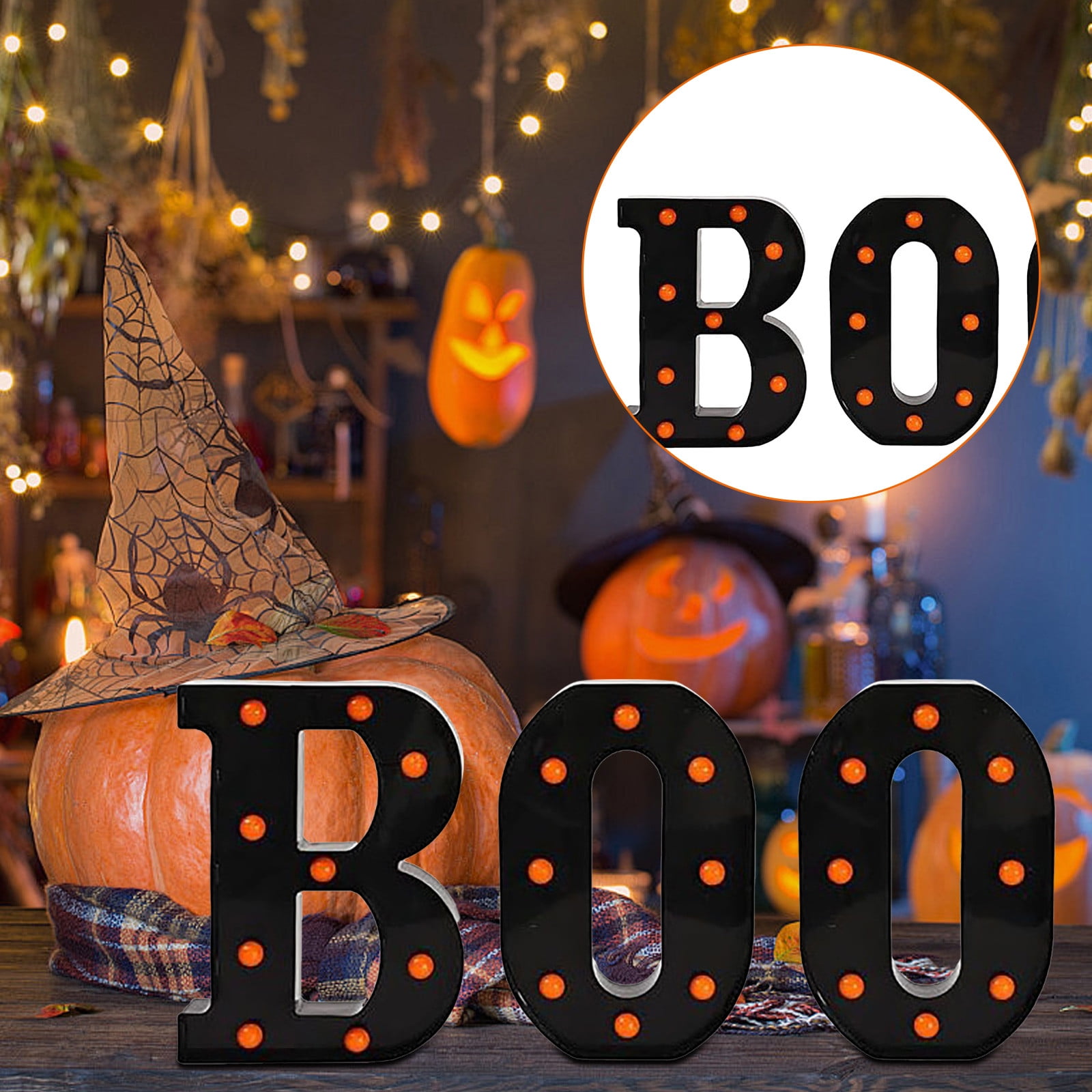 Havghivg LED "BOO" Light-Up Letters Set - Halloween Marquee Sign for ...