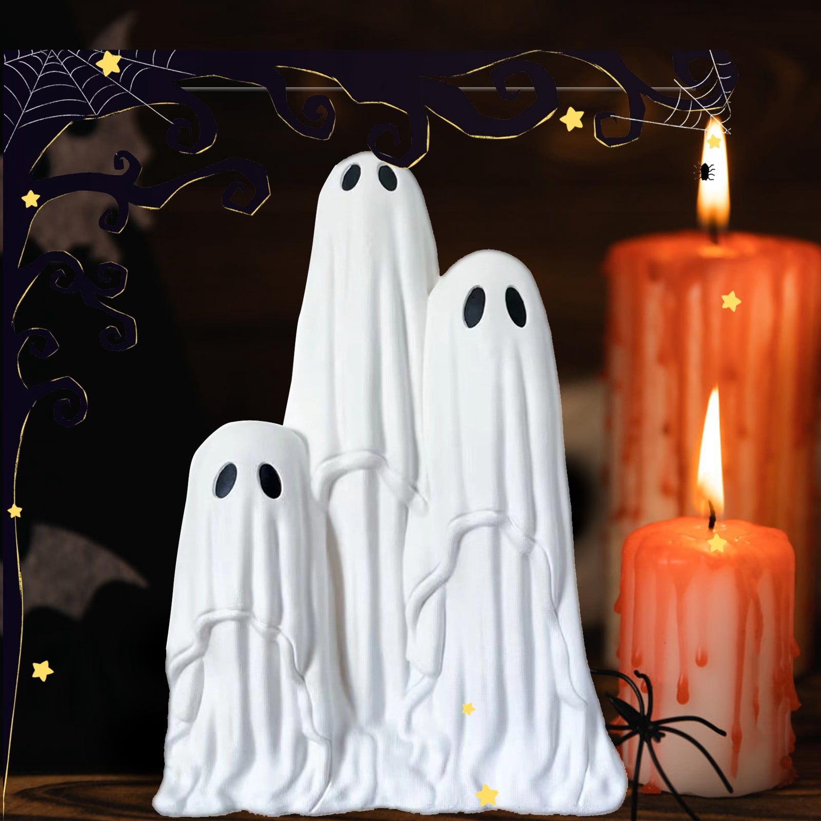 Havghivg Spooky Ghost Statue & Cute Ghost Decor Set, Halloween ...