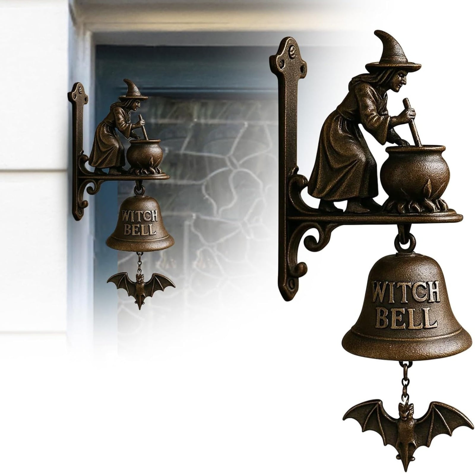 Havghivg Tim Burton-Esque Door Charm - Hand-Cast Witch Broom Bell for ...