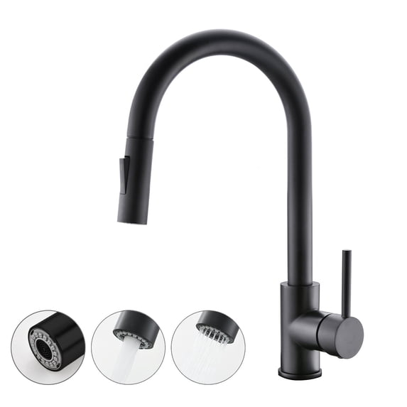 Havin Black Kitchen Faucet with Pull Down Sprayer, High Arc Stainless ...