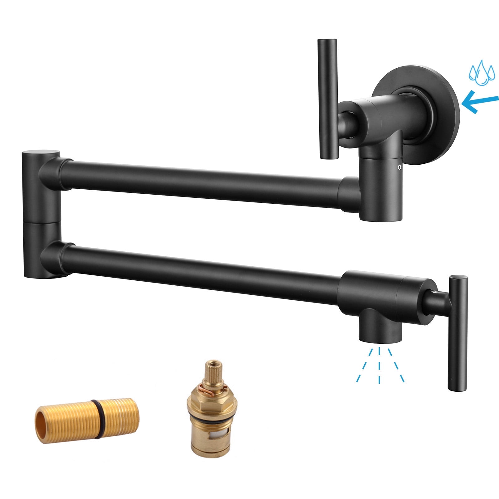 Havin Brass Pot Filler, Wall Mount Commercial Pot Filler Faucet, Brass ...