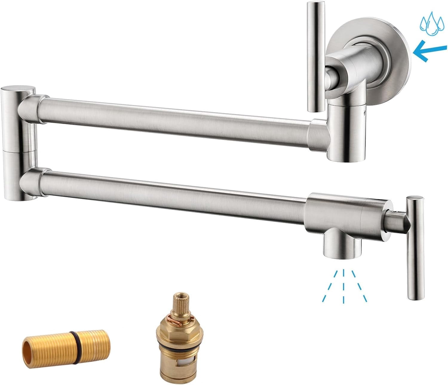 Havin Brass Pot Filler, Wall Mount Commercial Pot Filler Faucet, Brass ...