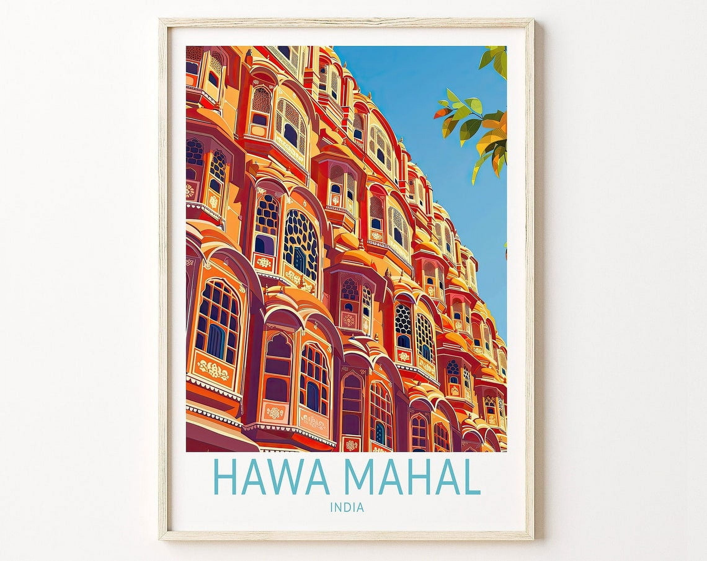 Hawa Mahal Travel Poster, India Wall Art Print, Hawa Mahal Palace ...
