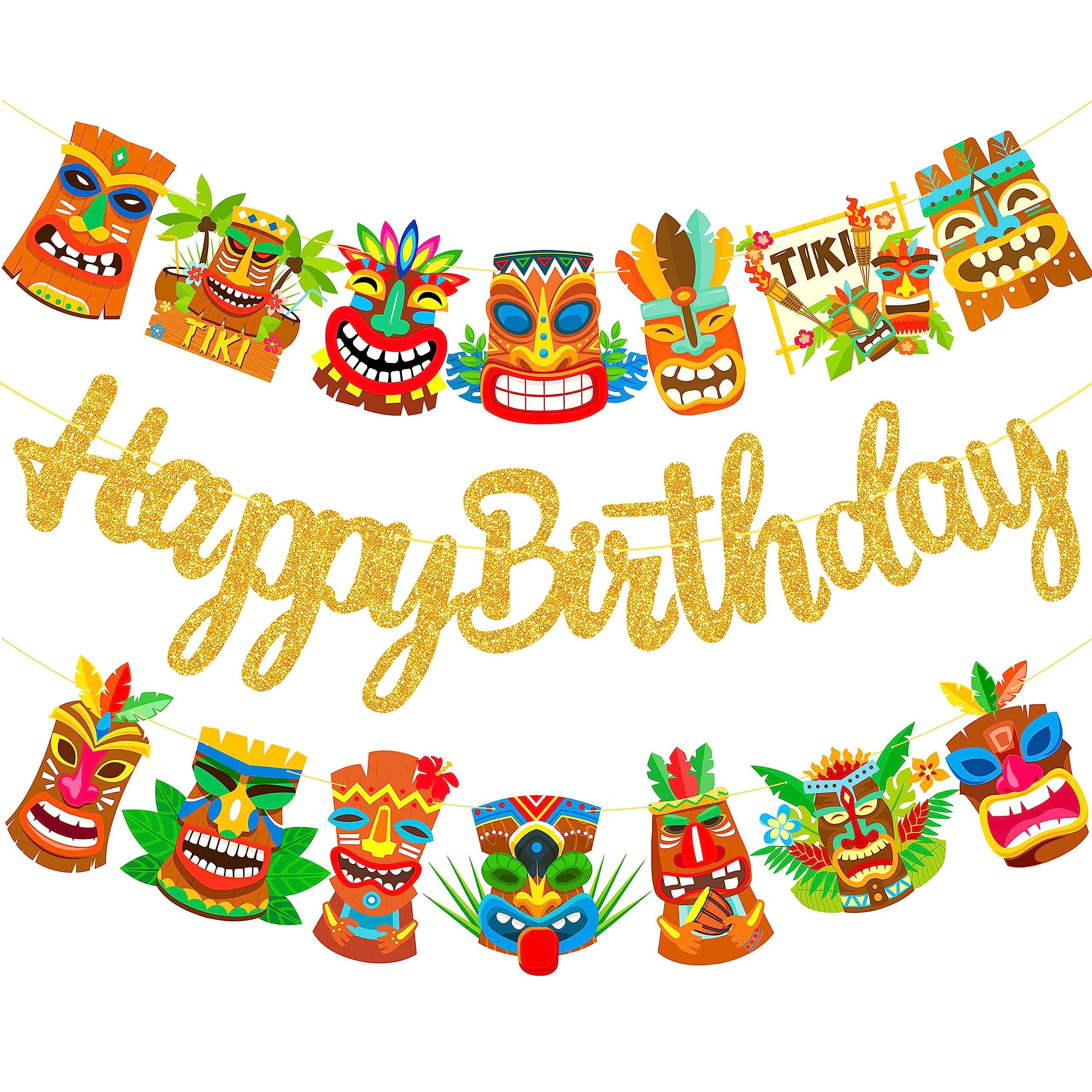 Hawai Luau Banner Hawaiiian Tiki Birthday AIS1 Party Decorations 3Pcs ...