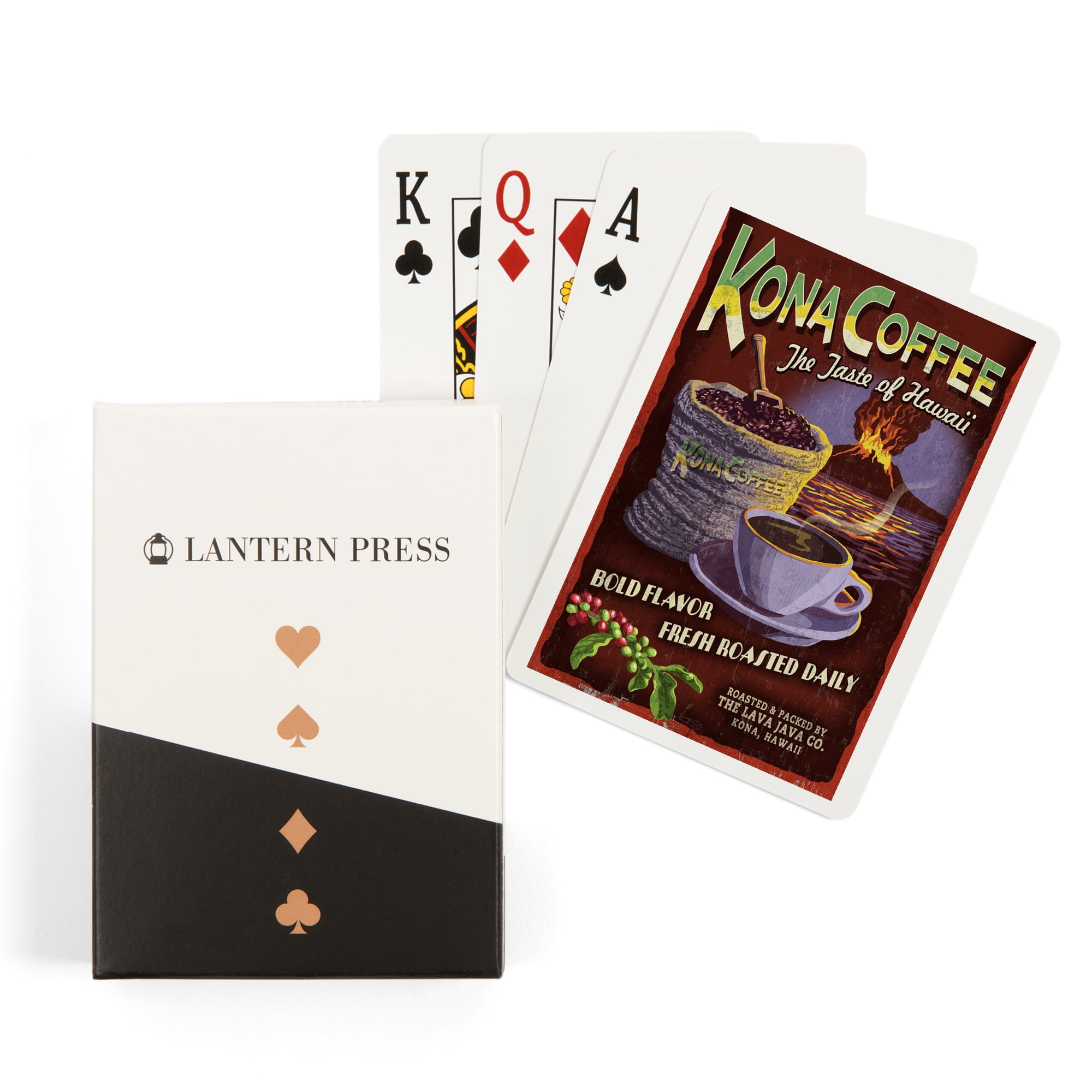 Hawai‘i, Kona Coffee Vintage Sign, Lantern Press, Premium Playing Cards ...