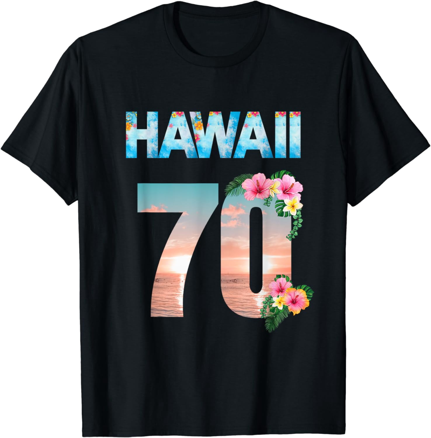 Hawaii 70th Birthday Hawaiian Aloha Beach Hibiscus T-Shirt - Walmart.com