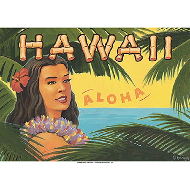 Hawaii Aloha - Hula Girl - Vintage Hawaiian Travel Poster by Kerne ...