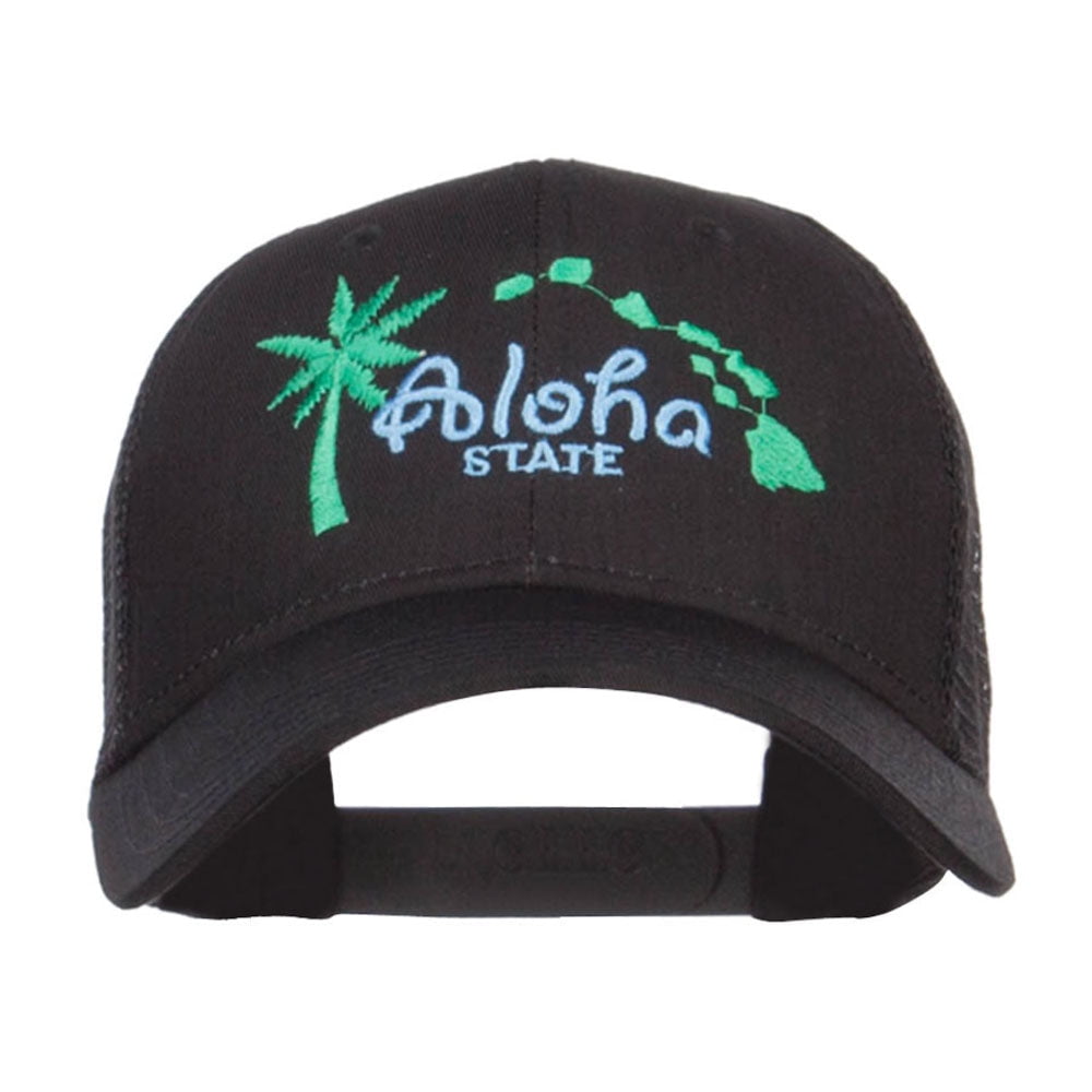 Hawaii Aloha State Embroidered Trucker Cap - Black OSFM - Walmart.com