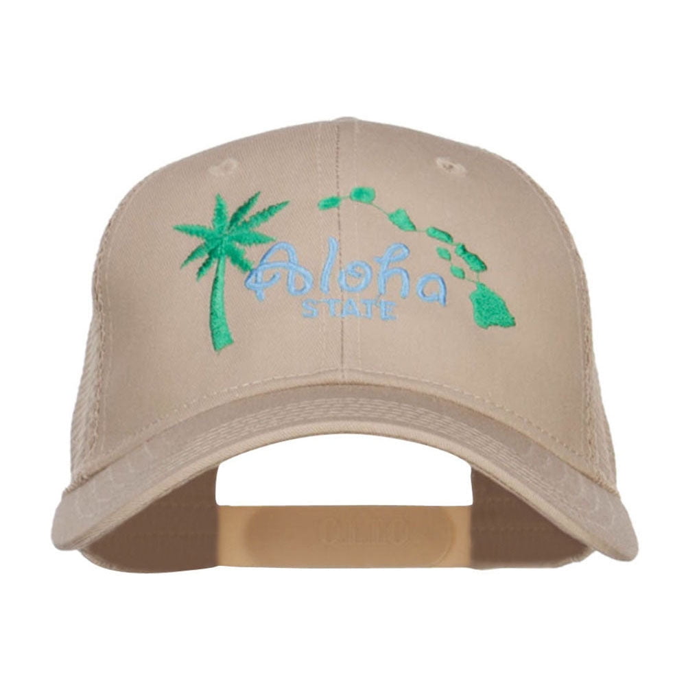Hawaii Aloha State Embroidered Trucker Cap - Khaki OSFM - Walmart.com