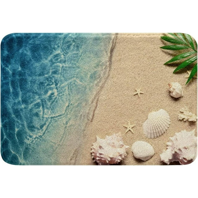Hawaii Beach Area Rug Blue Ocean Bath Rugs Ocean Waves Bath Mat for ...