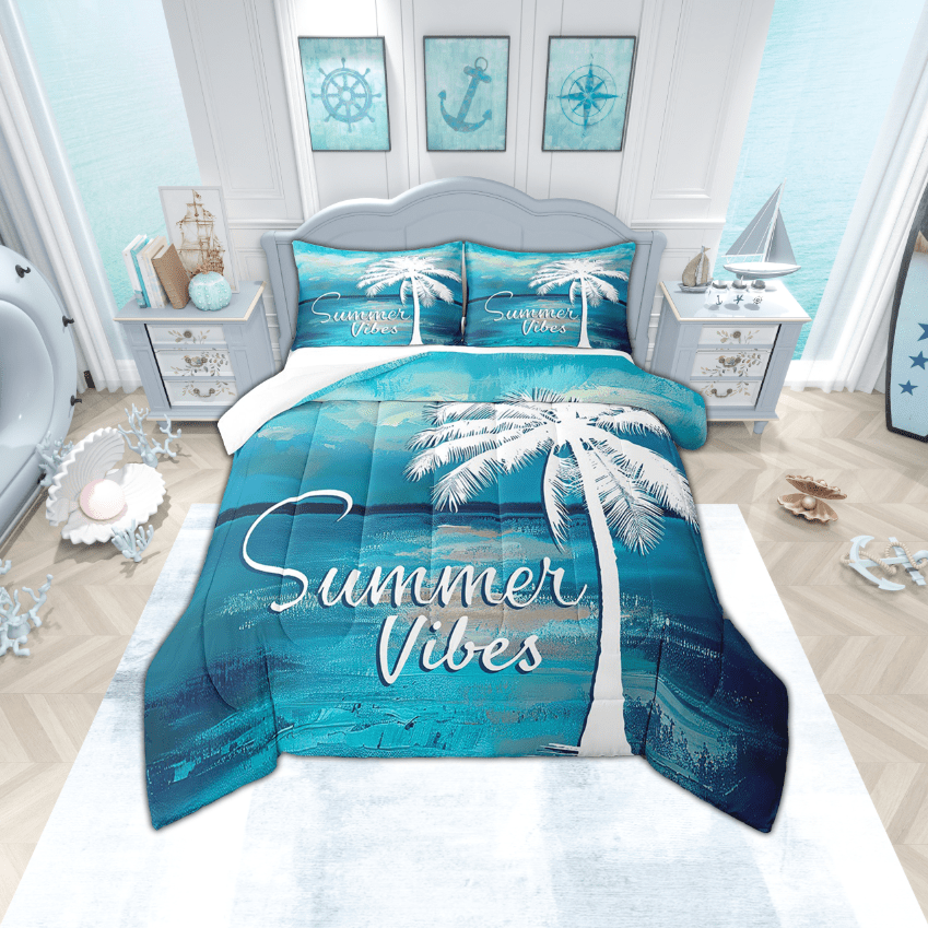 Hawaii Beach Comforter Set Tropical Palm Tree King Bedding Comforter ...