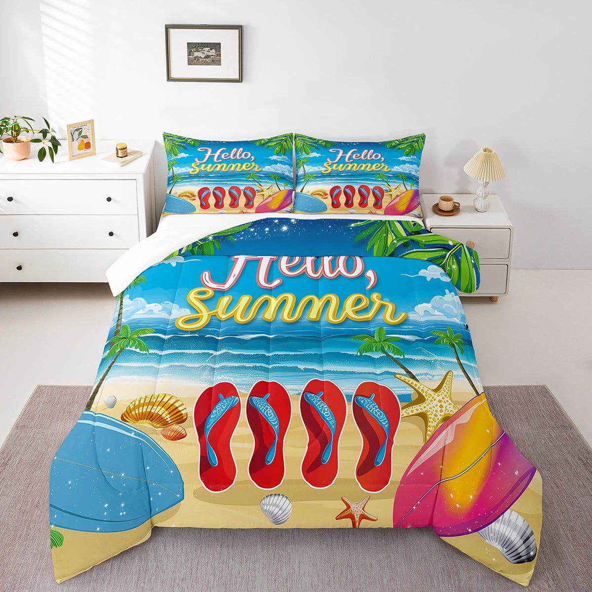 Hawaii Beach Comforter Set TropicalBedding Set Full,Palm Leaves Down ...