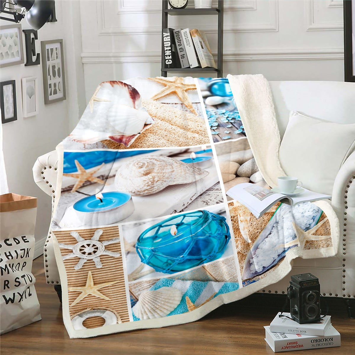 Hawaii Beach Decor Blanket Patchwork Starfish Throw Blanket for Women ...