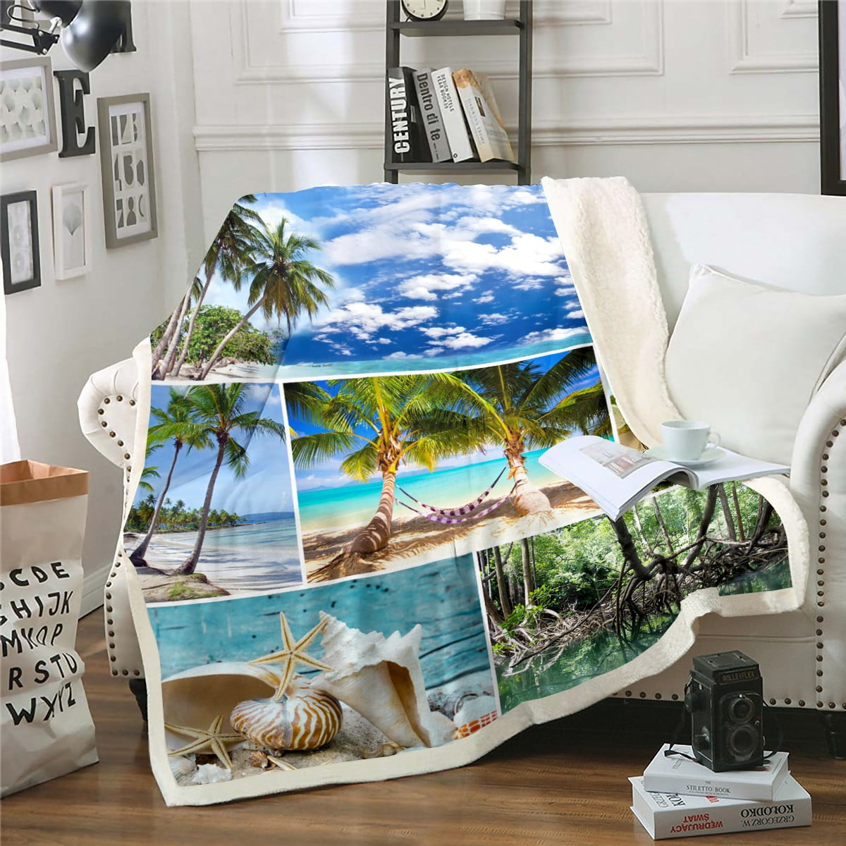 Hawaii Beach Decor Blanket Patchwork Starfish Throw Blanket for Women ...