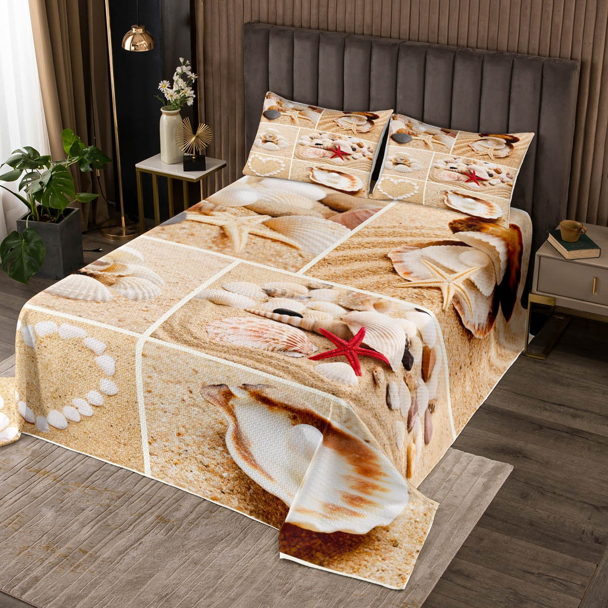 Hawaii Beach Decor Quilt Set Patchwork Starfish Bedspread Set for Women ...