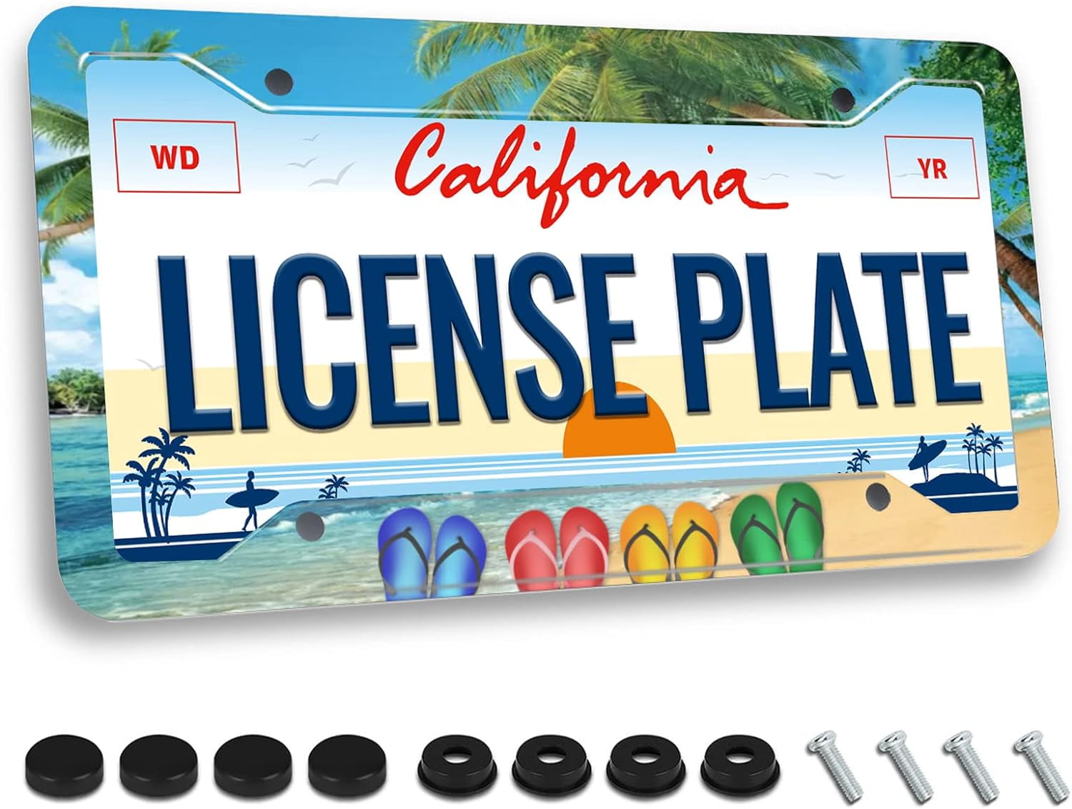 Hawaii Beach Flip Flops License Plate Frame Palm Tree For Car ...