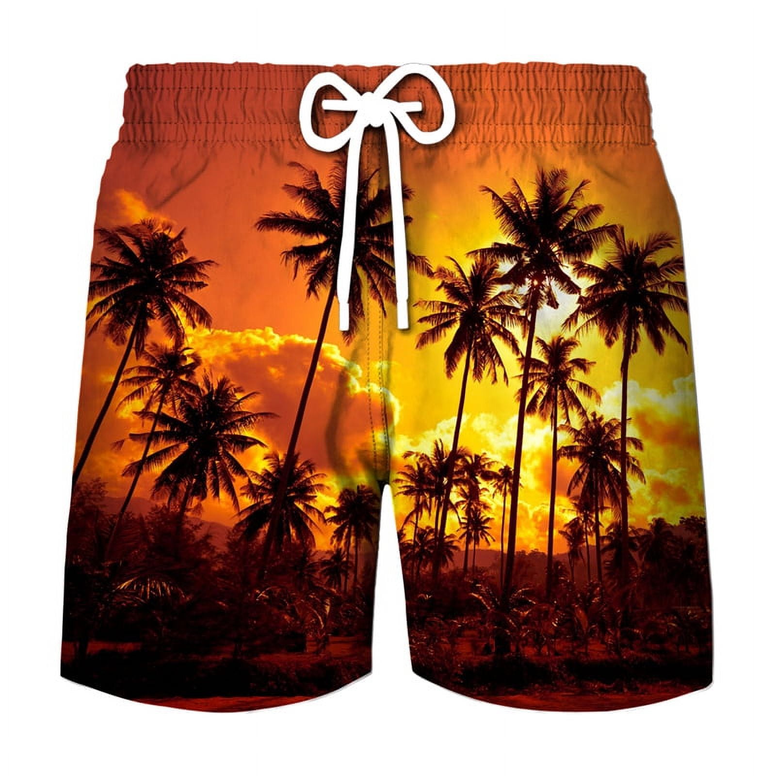 Hawaii Beach Gay Men's Floral Cute Board Shorts Coconut Tree Surfing ...
