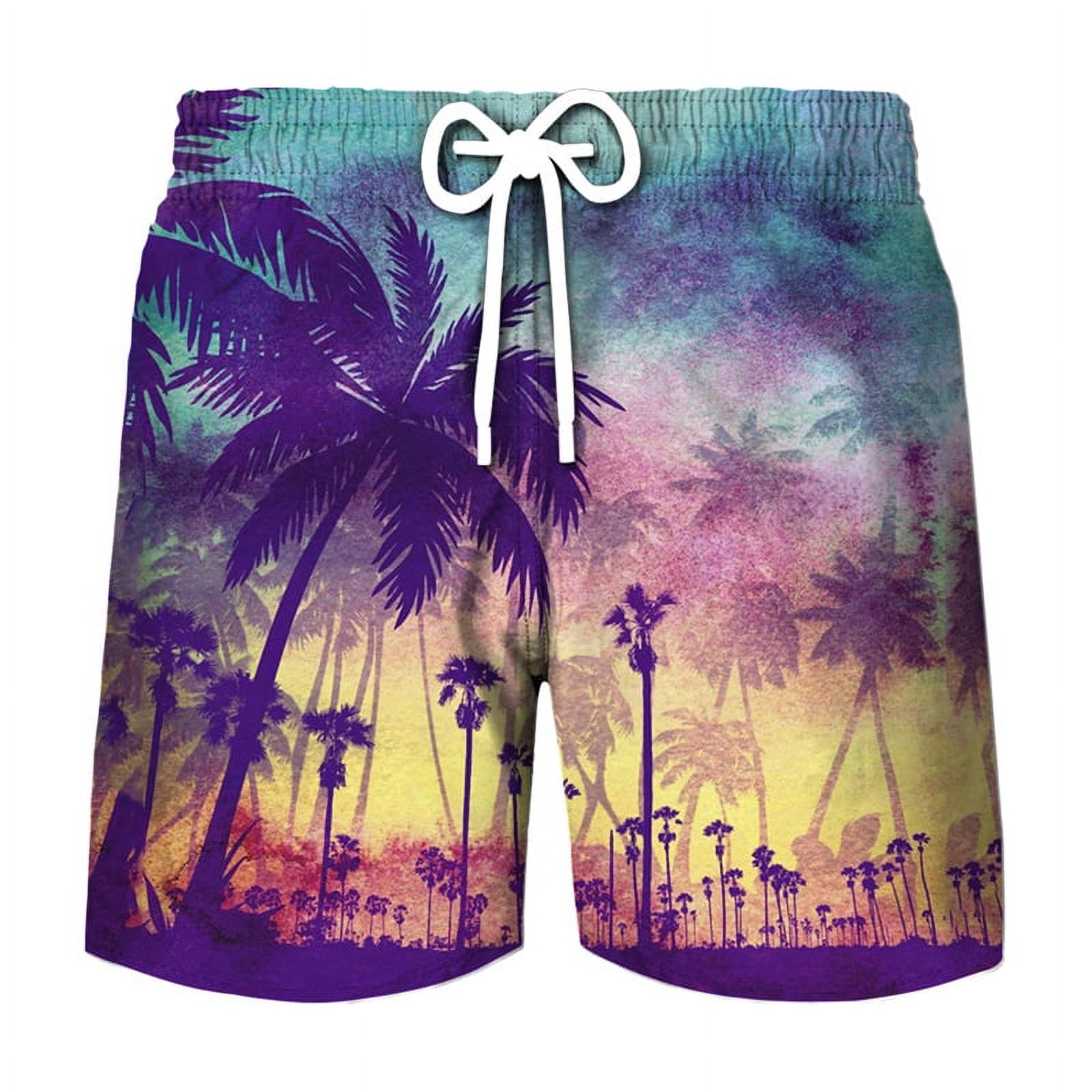 Hawaii Beach Gay Men's Floral Cute Board Shorts Coconut Tree Surfing ...
