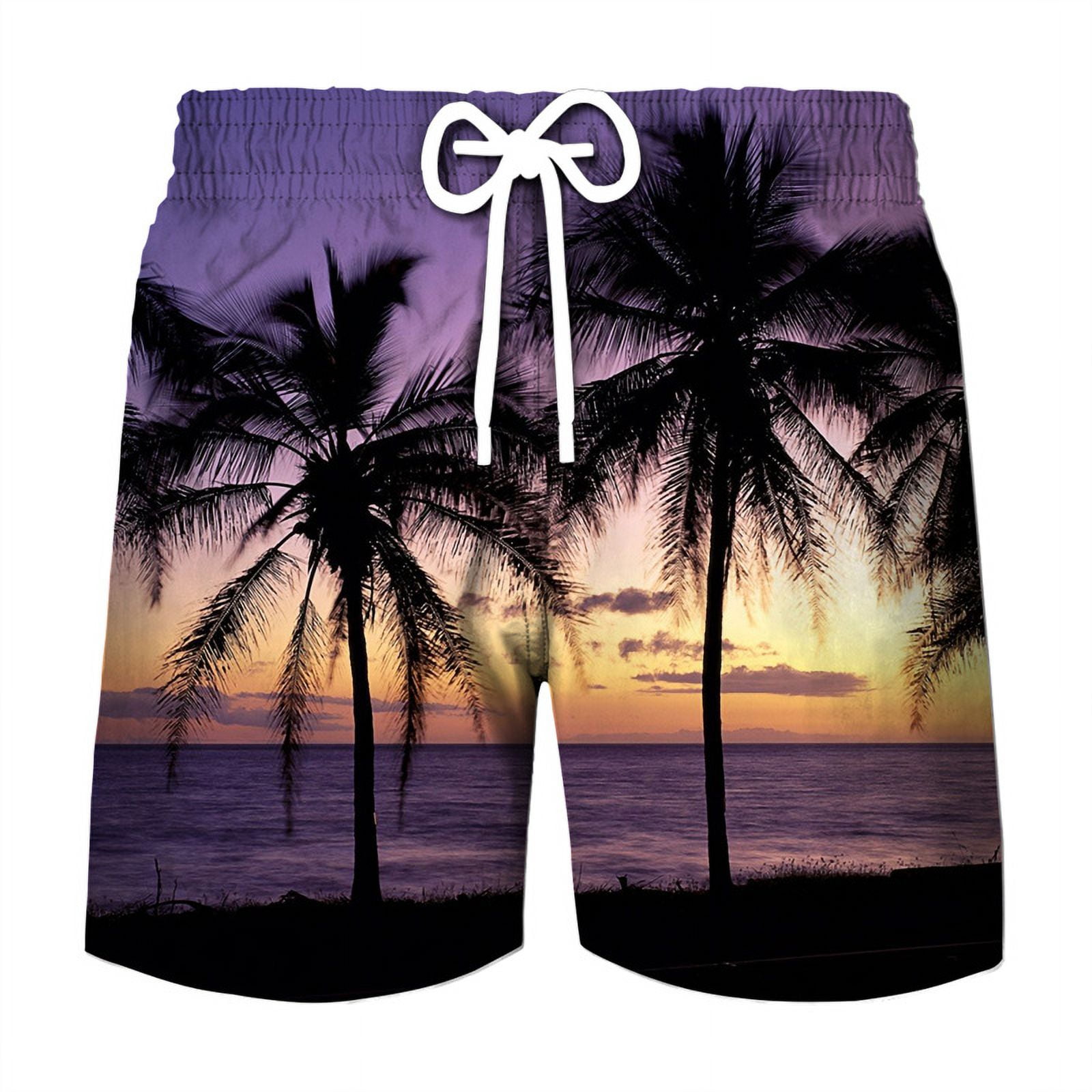Hawaii Beach Gay Men's Floral Cute Board Shorts Coconut Tree Surfing ...